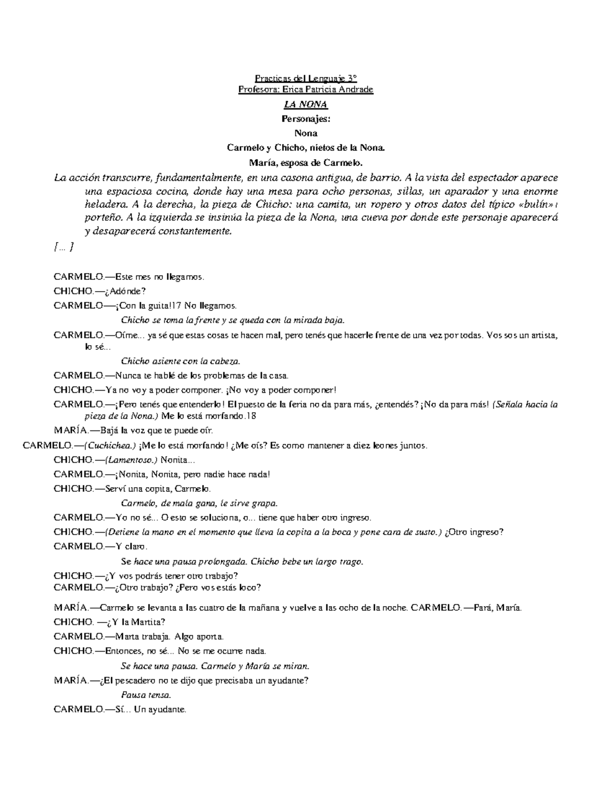 Clase 11 LA OBRA DE Teatro - Practicas del Lenguaje 3° Profesora: Erica ...