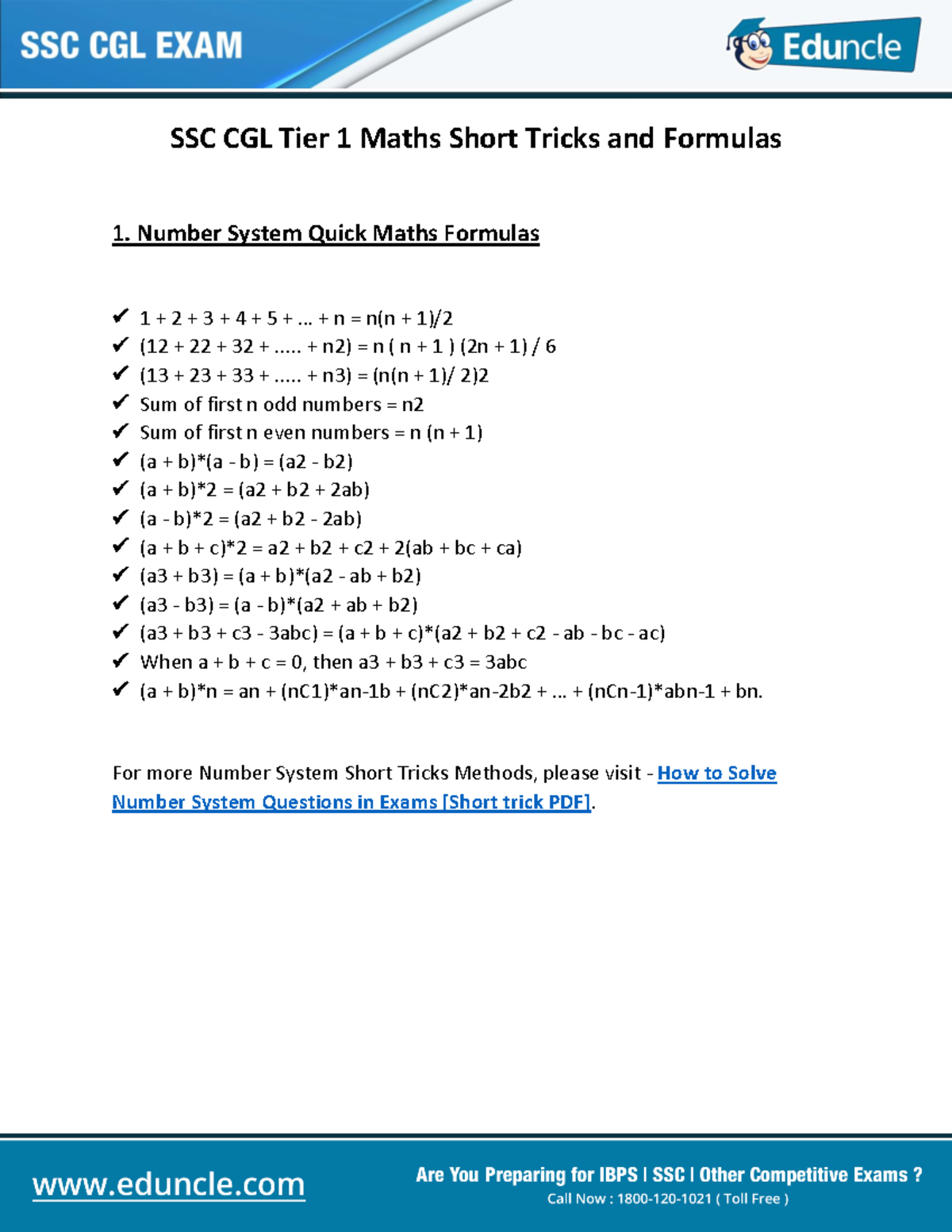 SSC CGL Tier-1 Short Tricks and Formulas PDF ( PDFDrive ) - SSC CGL ...