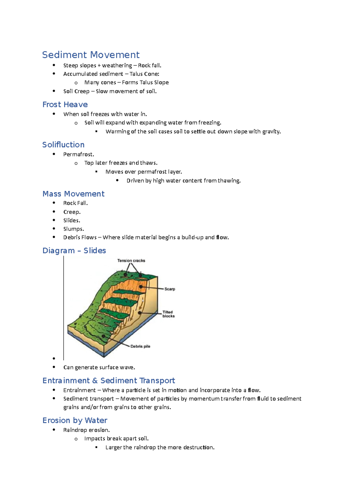 Sediment Movement - Lecture notes 4 - Sediment Movement Steep slopes ...