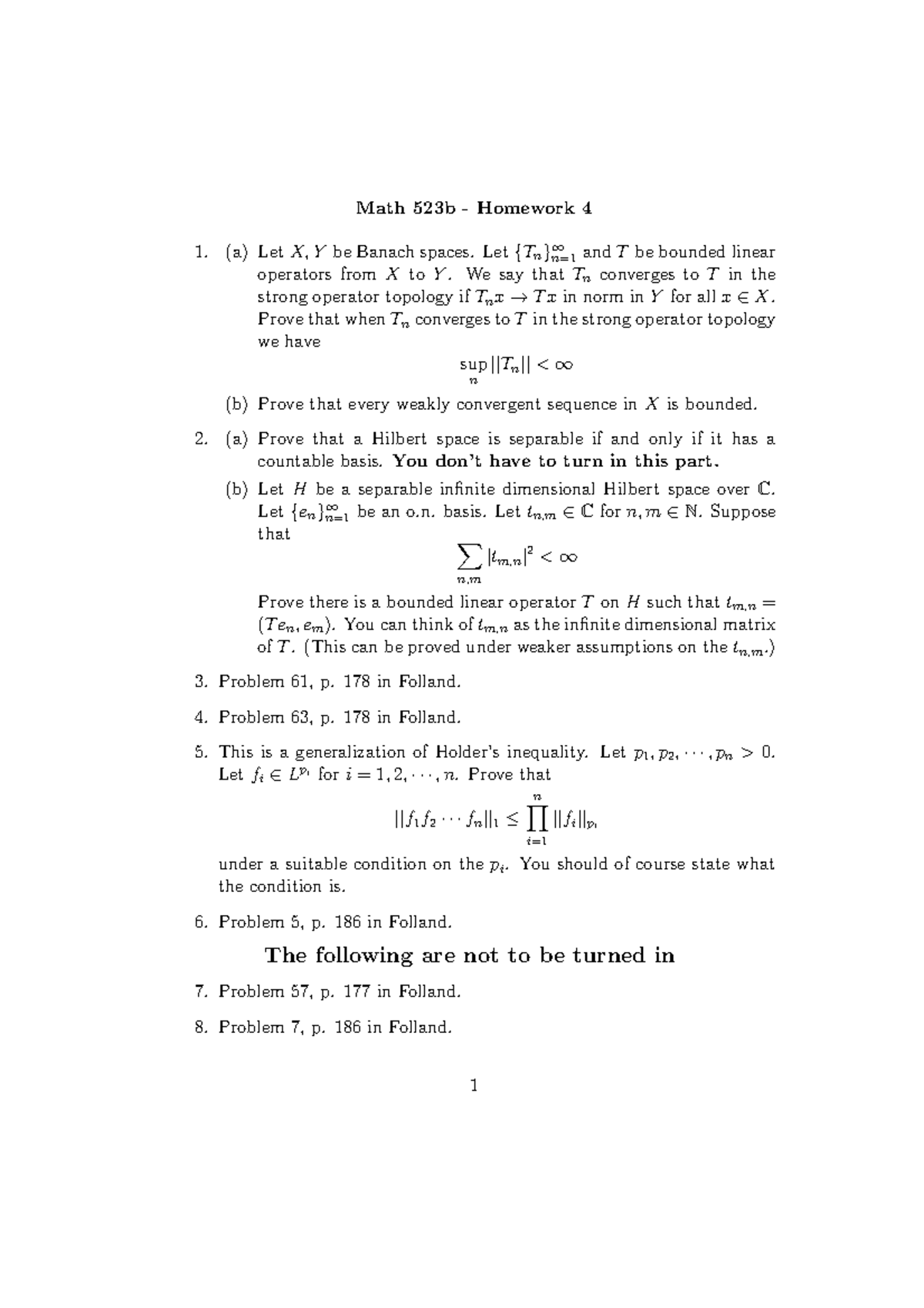 Hmwk4 - Homework assignment 4 - Math 523b Homework 4 1. (a) Let X, Y be ...