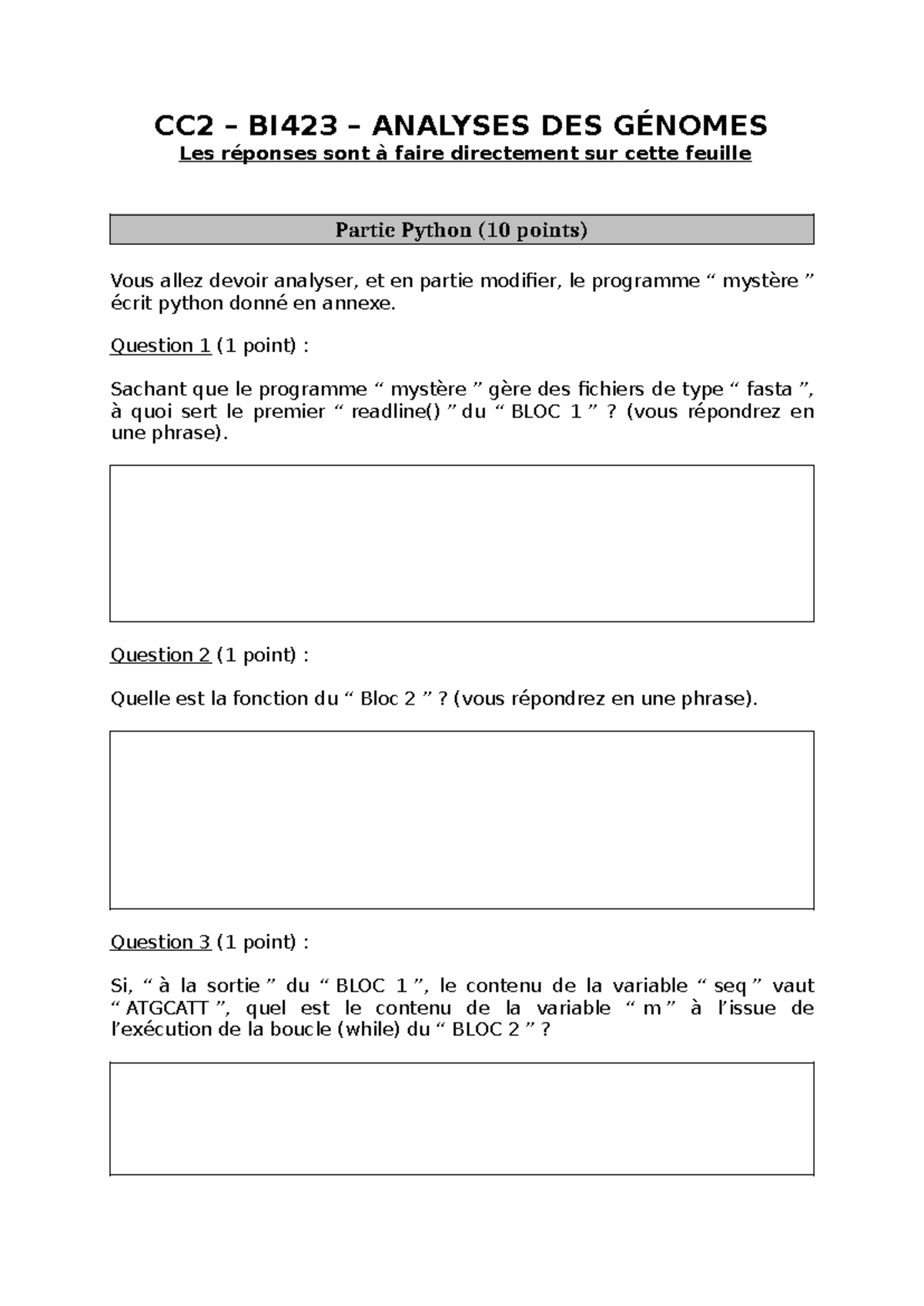 Sujet-CC2- Python - CC2 – BI423 – ANALYSES DES GÉNOMES Les réponses sont à faire directement sur ...