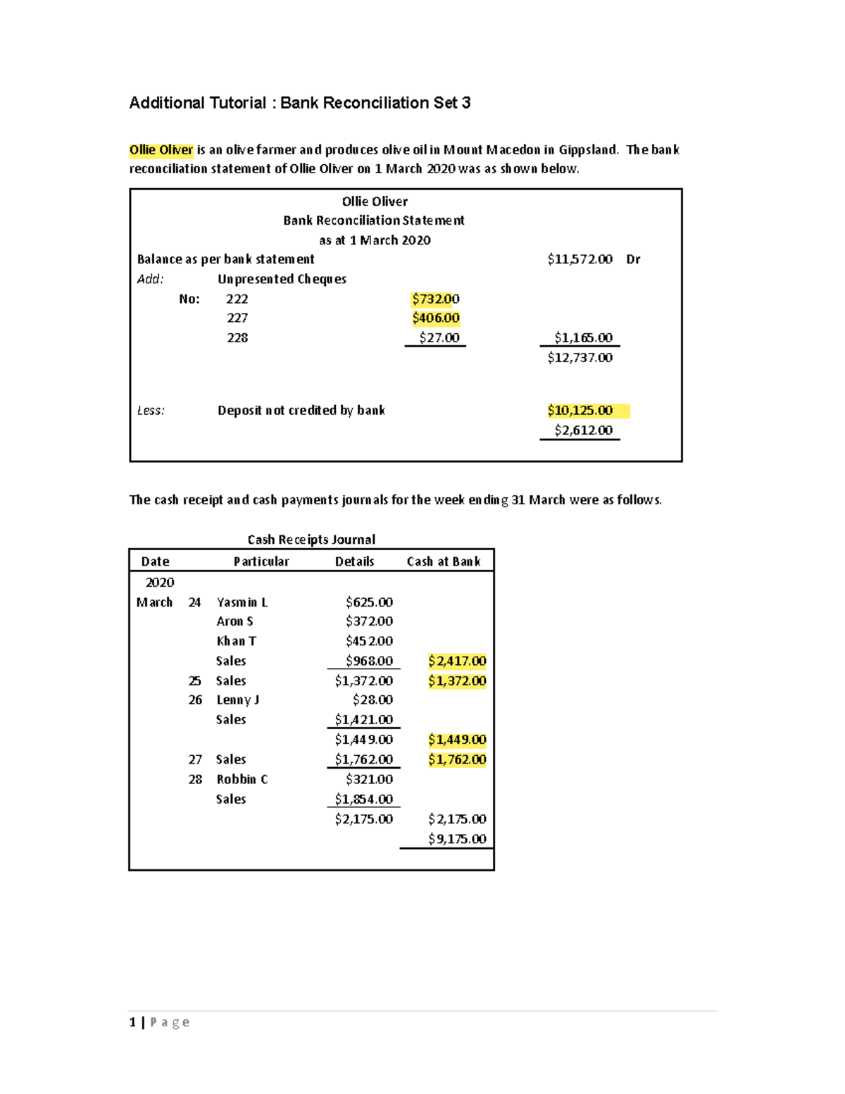 Additional Tutorial Bank Recon Set 3 - 1 | P a g e Additional Tutorial : Bank Reconciliation Set ...