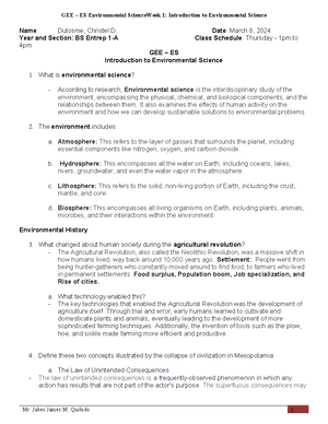 Performance Act. 1 Envi Science - ENVIRONMENTAL SCIENCE Performance Act ...