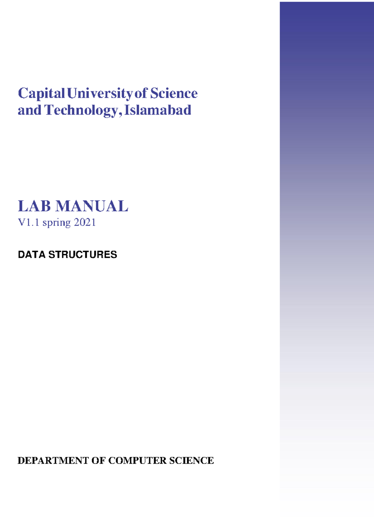 DS Lab Title Page - safcadsg - Capital University of Science and Technology, Islamabad LAB ...
