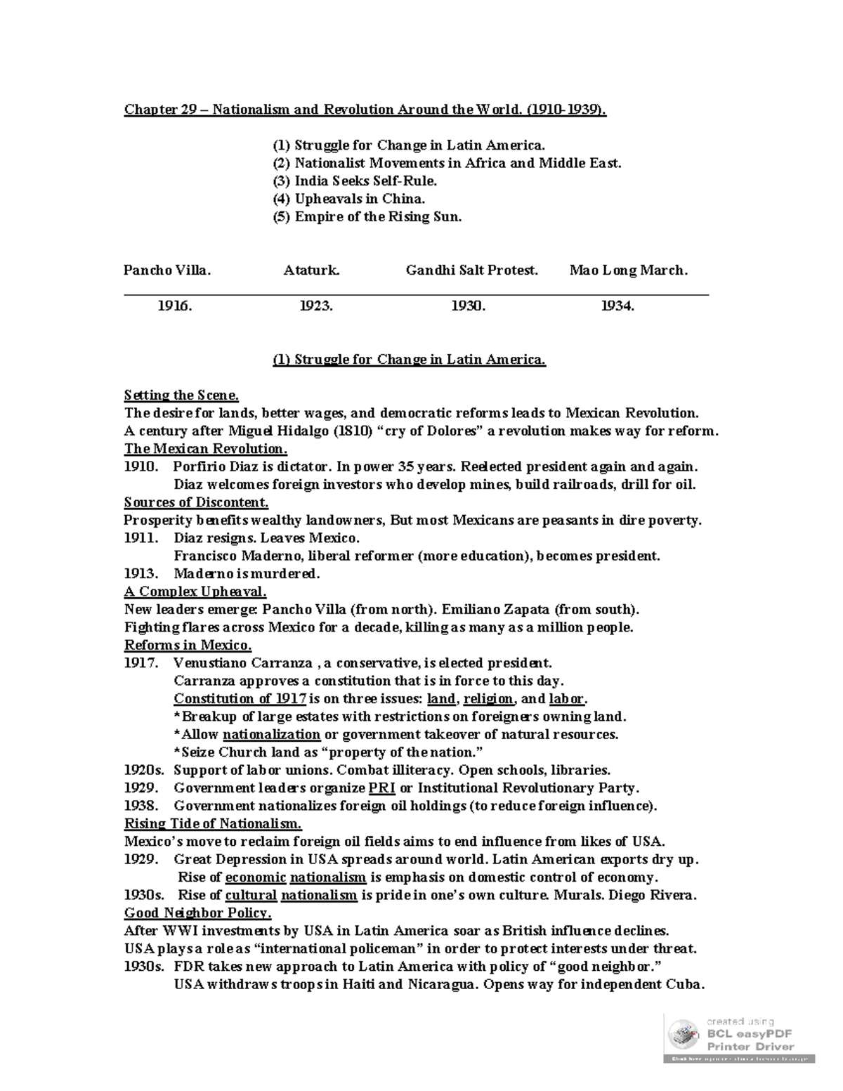 Chap29 notes - a note for post war nationalism - Chapter 29 ...