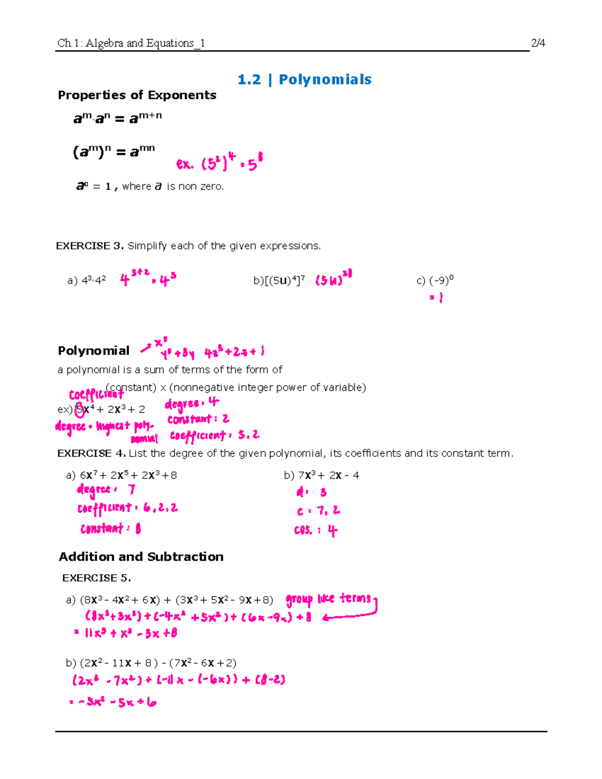 Ch1.2 polynomials - professor - SeRin Zhang - Ch: Algebra and Equations ...