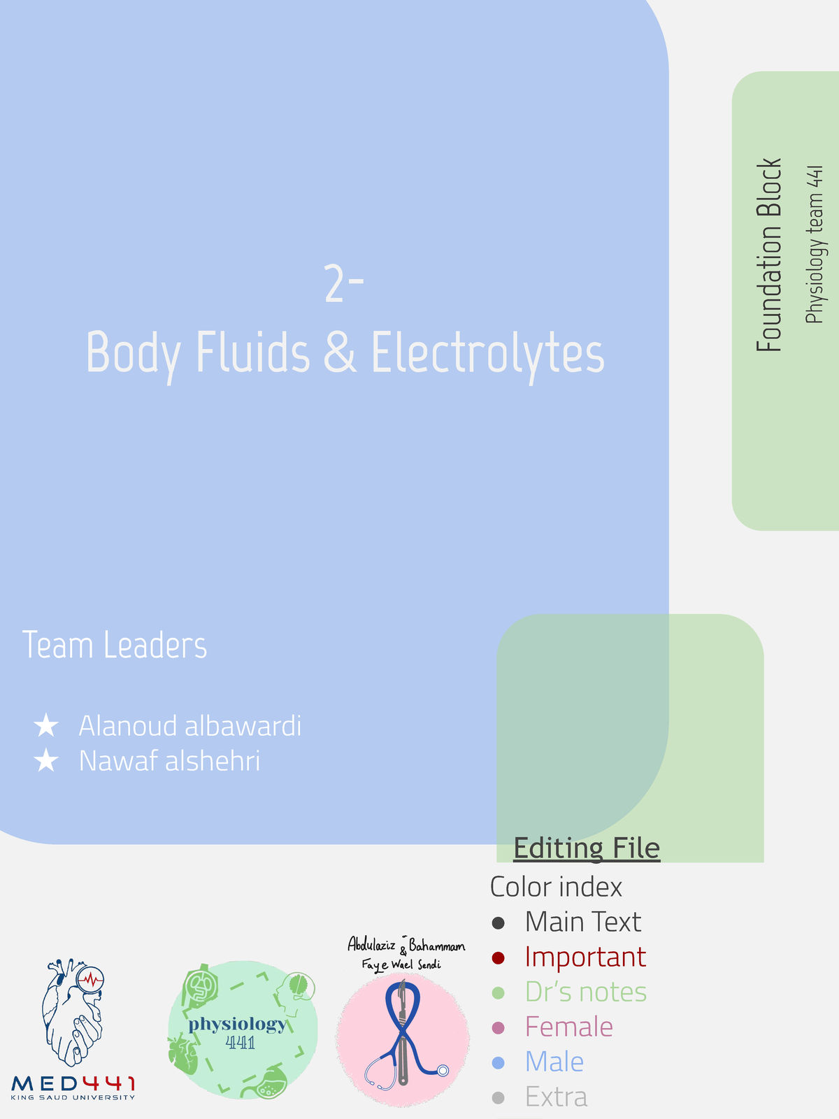 2- Body Fluids & Electrolytes Team441 - Color index Main Text Important ...
