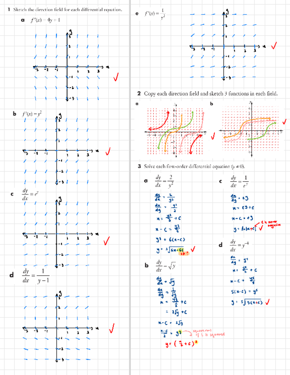 Differential equations exercise 13 - 1 Sketch the direction field for ...