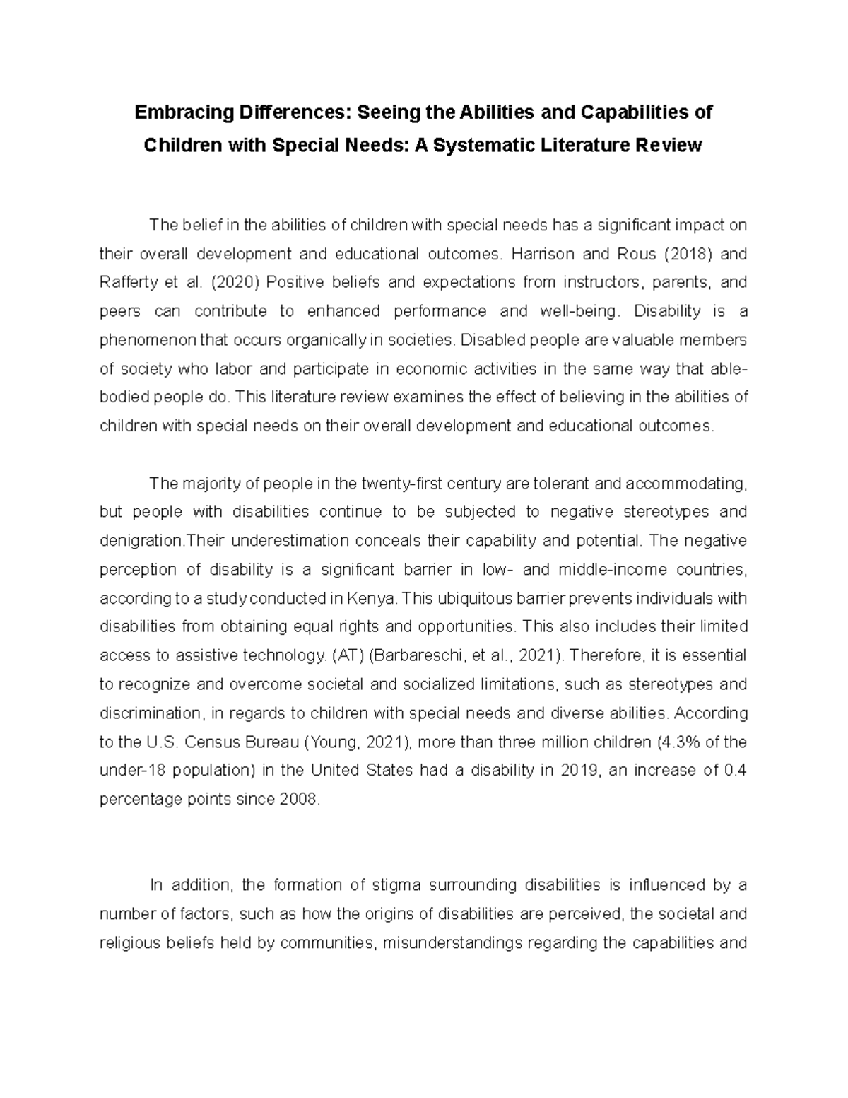 Literature Review Group 2 - Embracing Differences: Seeing the Abilities ...