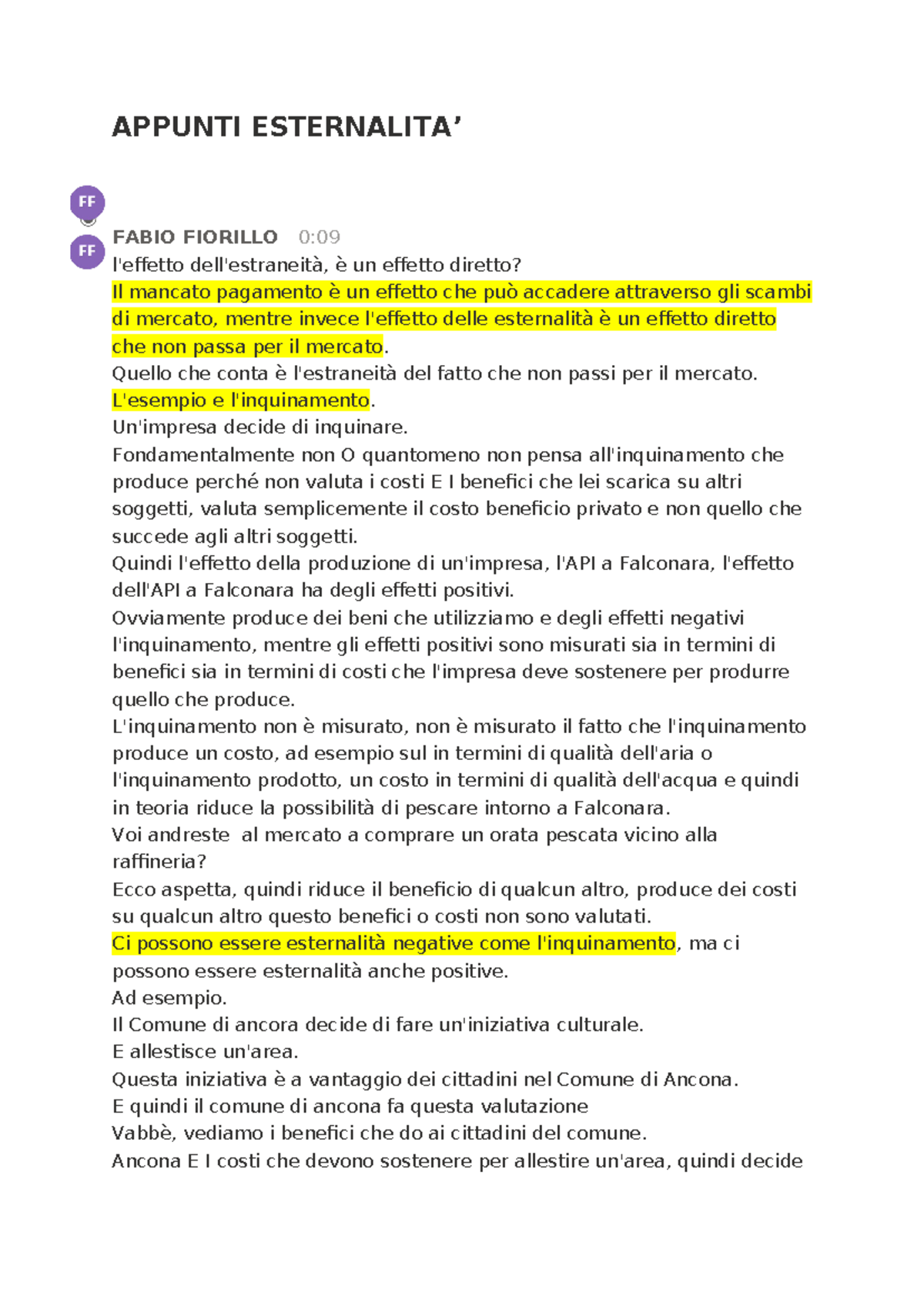 Appunti esternalità - APPUNTI ESTERNALITA’ FABIO FIORILLO 0: l'effetto ...