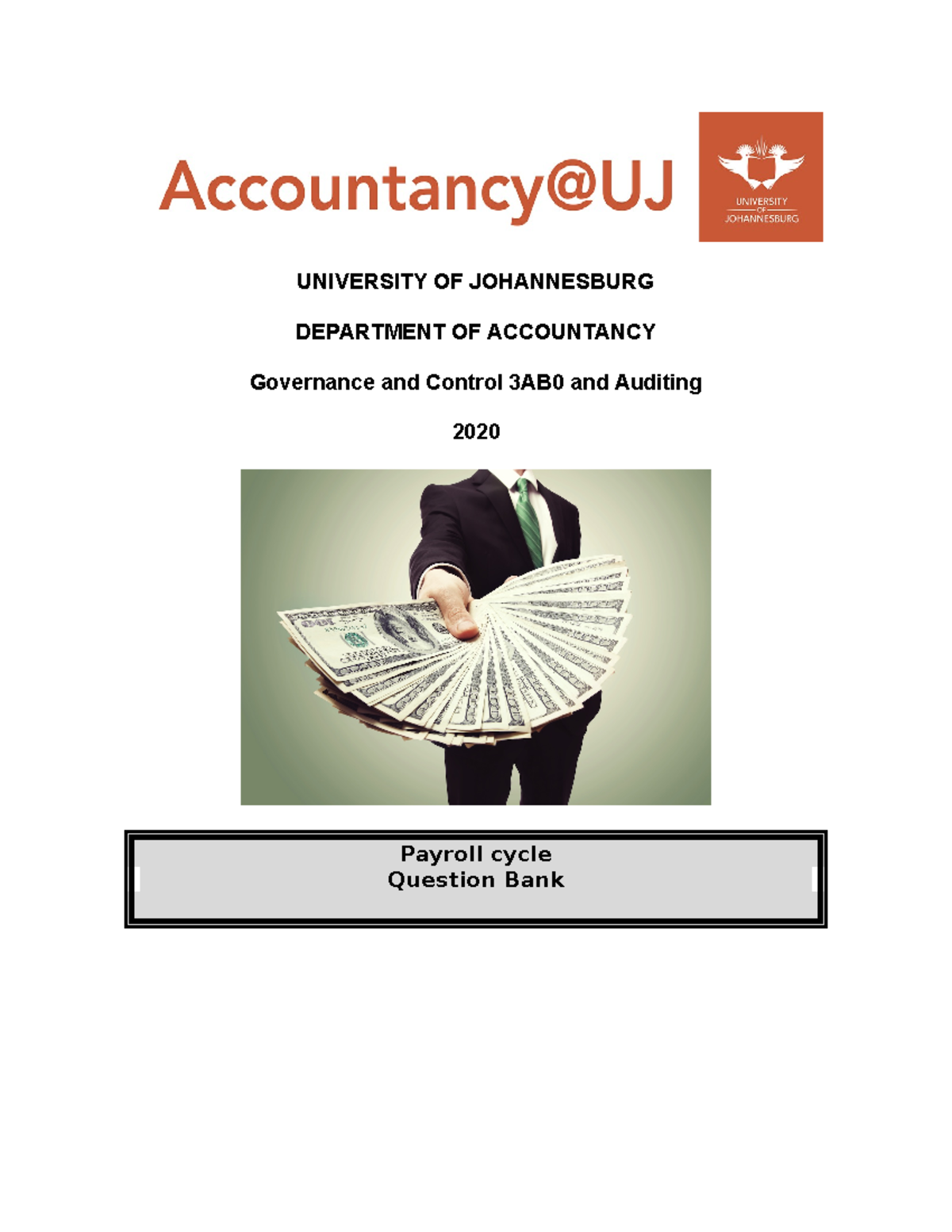 Payroll Question bank 2020 - UNIVERSITY OF JOHANNESBURG DEPARTMENT OF ...