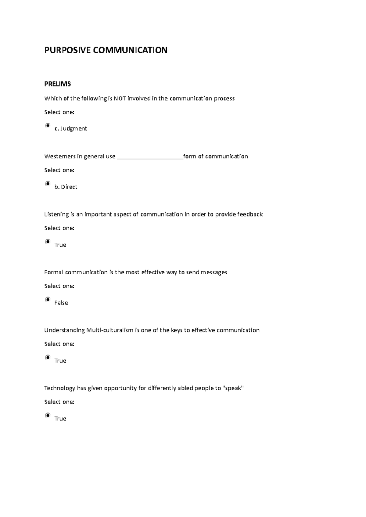 Purposive communication prelim midterm - PURPOSIVE COMMUNICATION ...