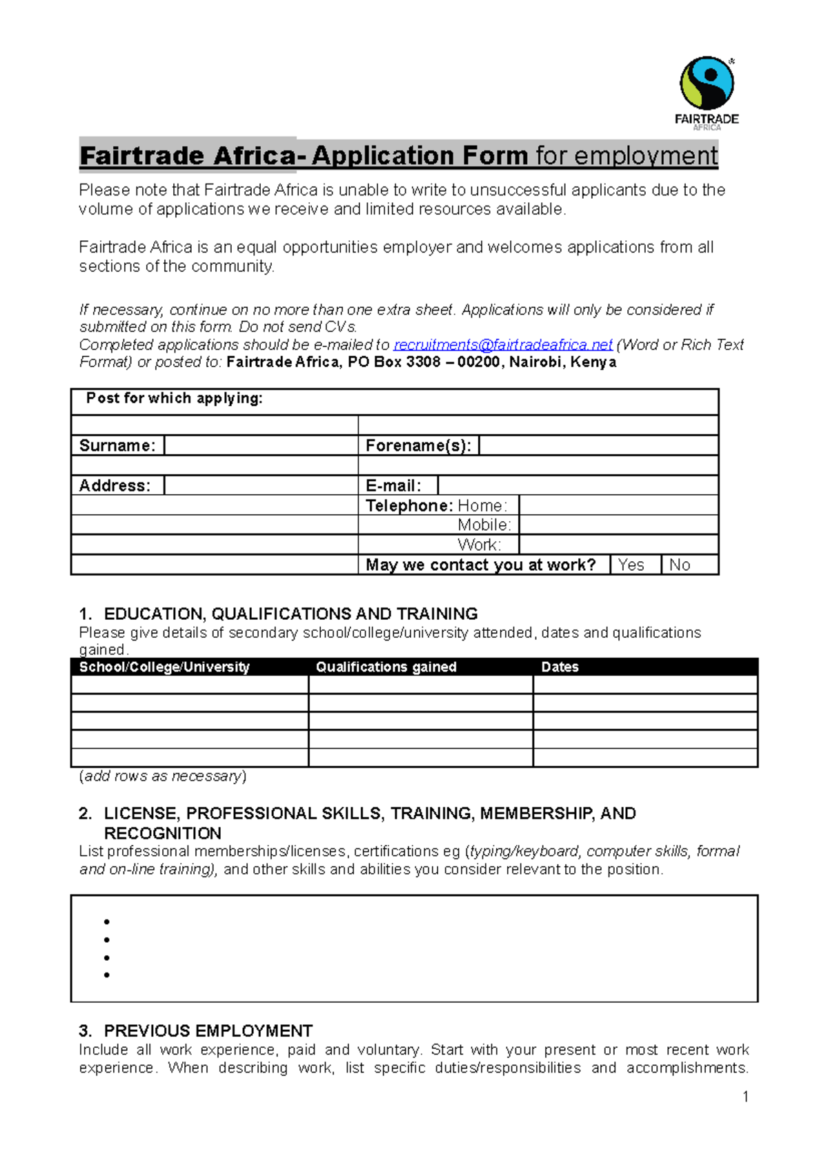 Fairtrade-Africa Application Form - Fairtrade Africa- Application Form ...