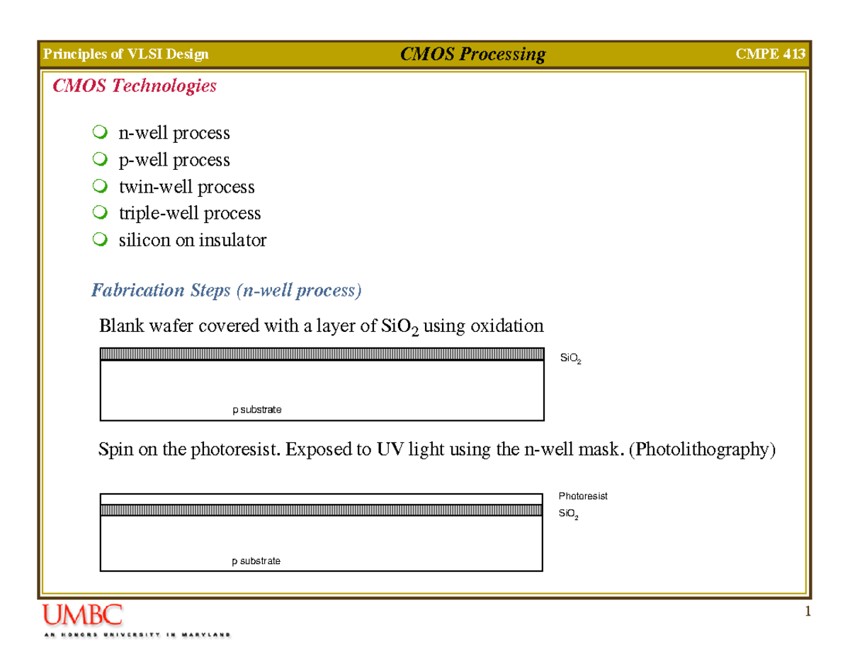 Chap3 lect09 processing 2 - CMOS Technologies n-well process p-well process twin-well process ...