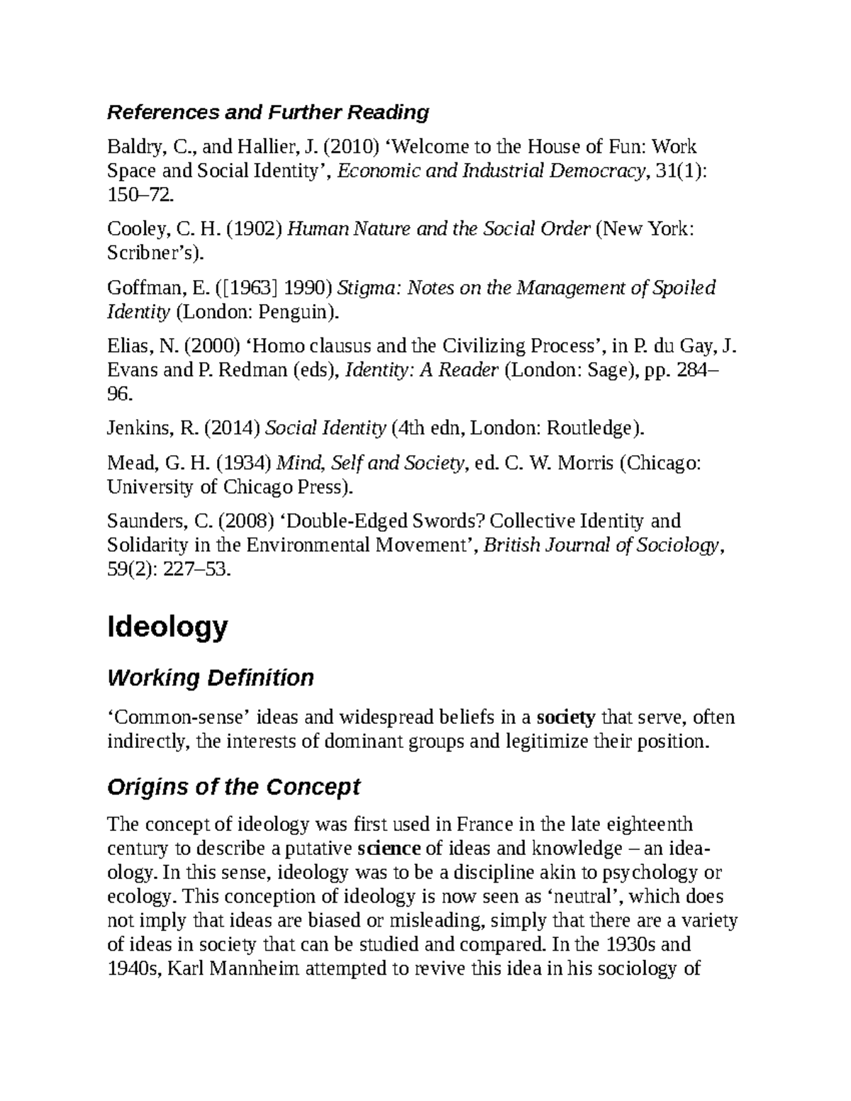 Essential Concepts in Sociology Chapter (47) - References and Further Reading Baldry, C., and ...