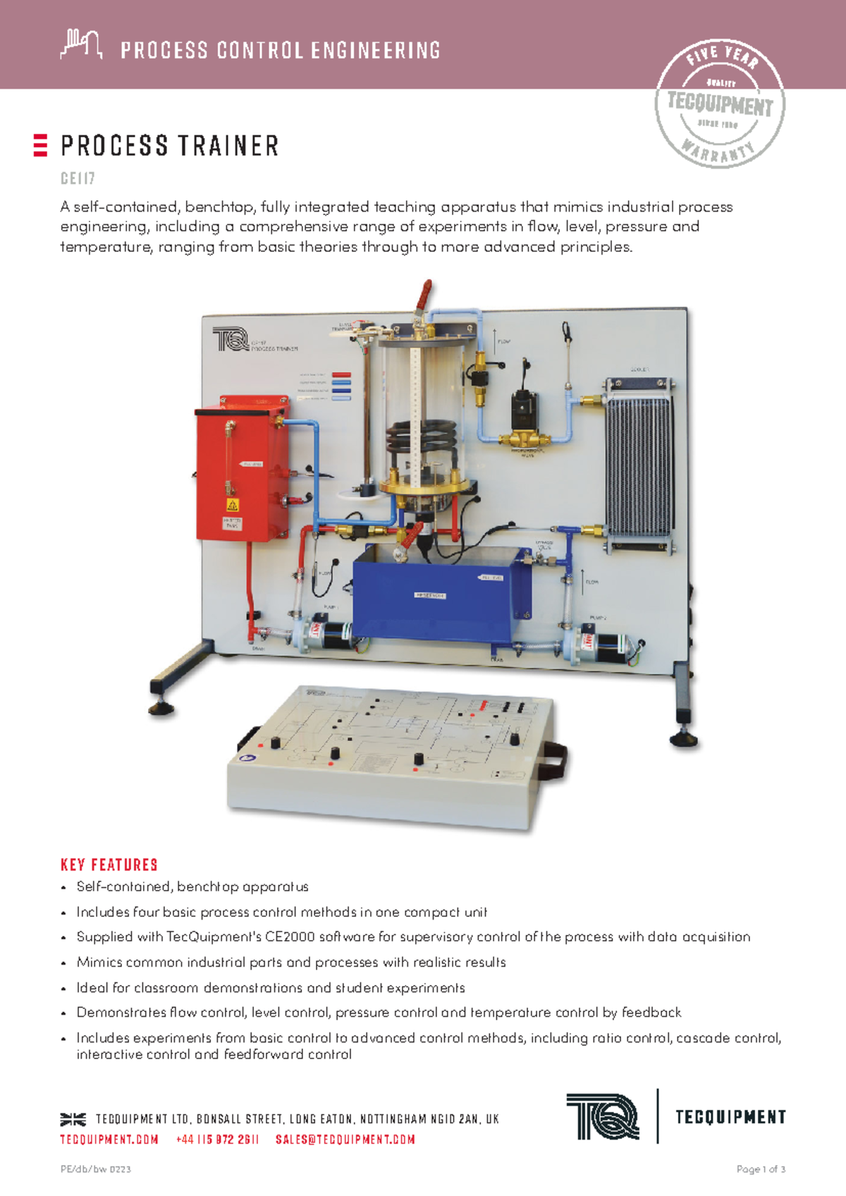 CE117 Process Trainer Datasheet - T ec Q u i p m e n t Lt d , B o n sa ...