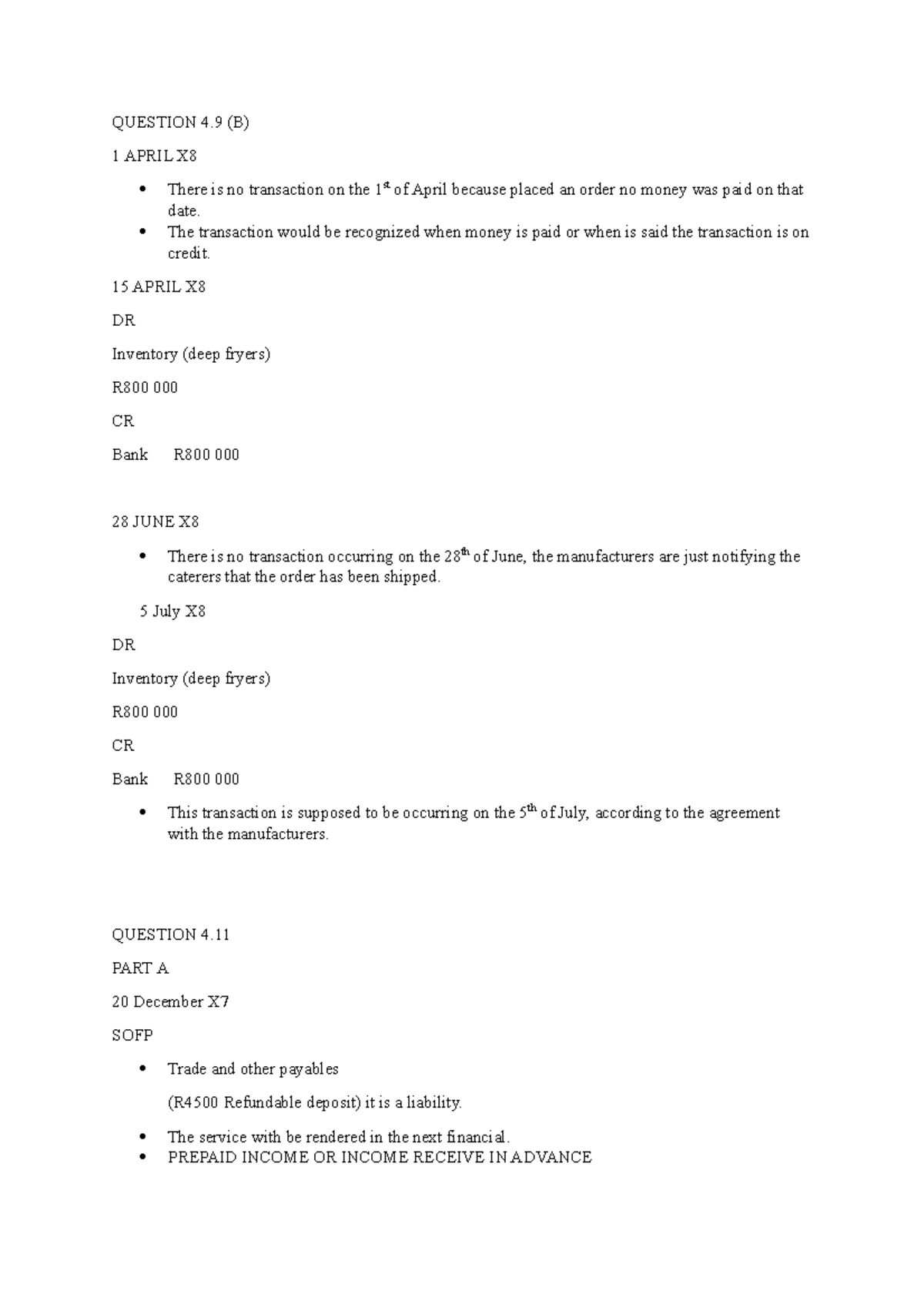 ACCT 102 TUT 2 WORK - TUTORIAL SOLUTIONS - QUESTION 4 (B) 1 APRIL X There is no transaction on ...