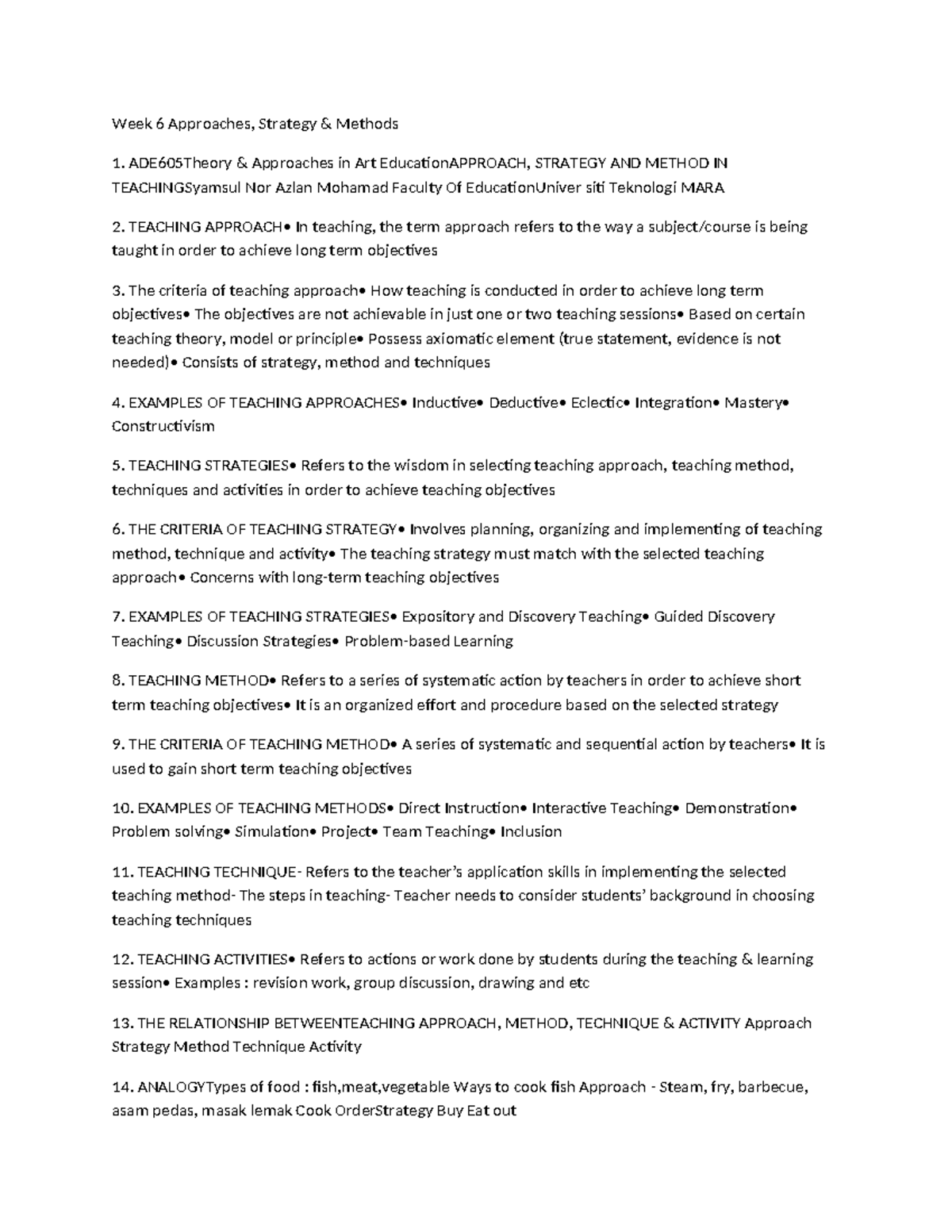 Theory & Approaches in Art Education Approach, Strategy AND Method IN Teachings - Week 6 ...