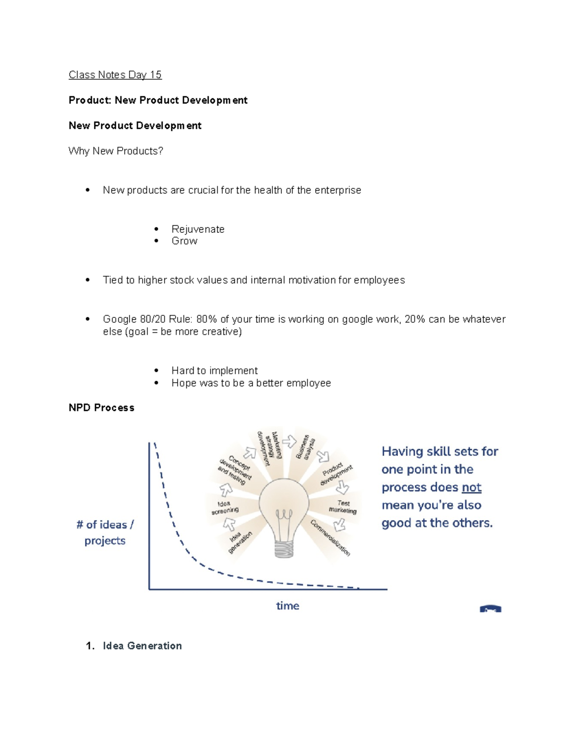 Marketing Class Notes Day 15 - Class Notes Day 15 Product: New Product ...