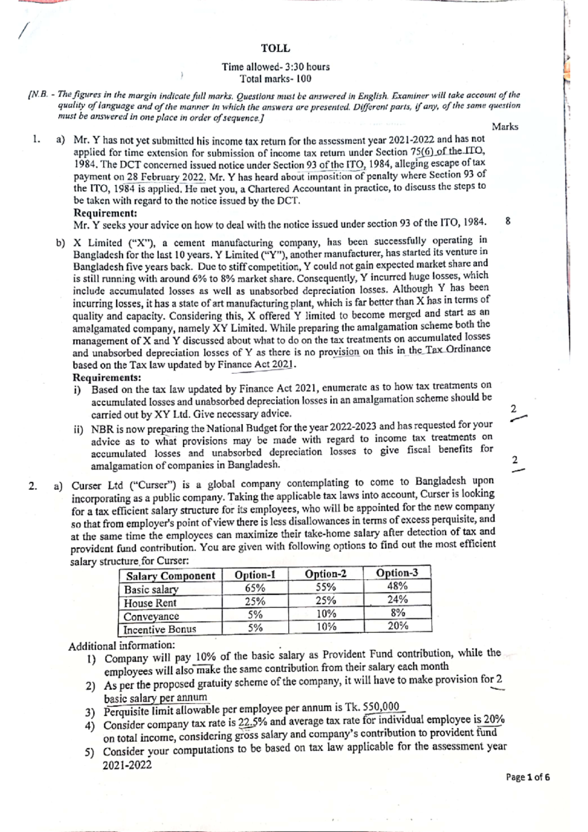 Tax julyaug 22 - Tax Question - Principles of taxation - Studocu