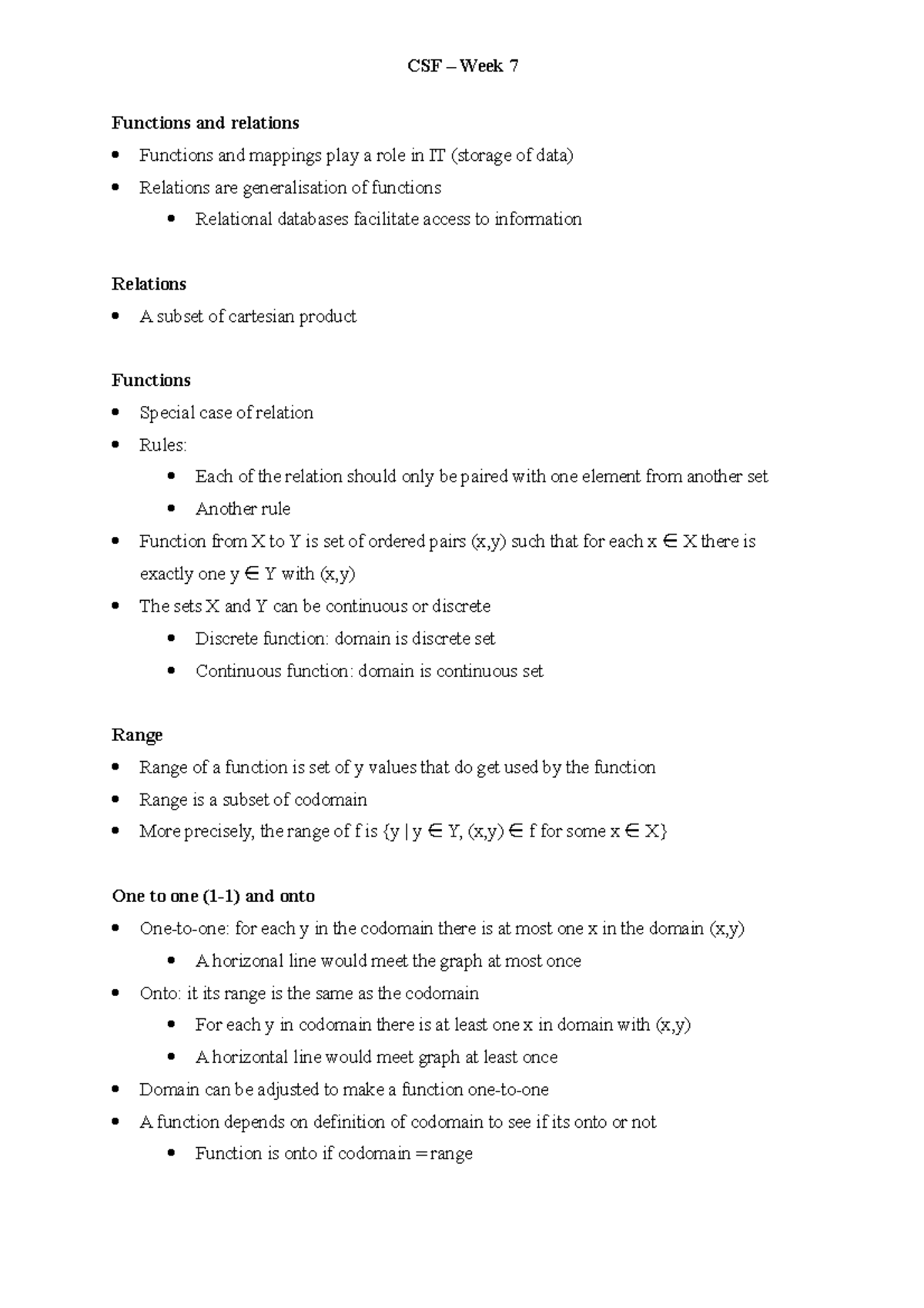 7 Week 7 - Lecture Notes. - CSF – Week 7 Functions and relations ...