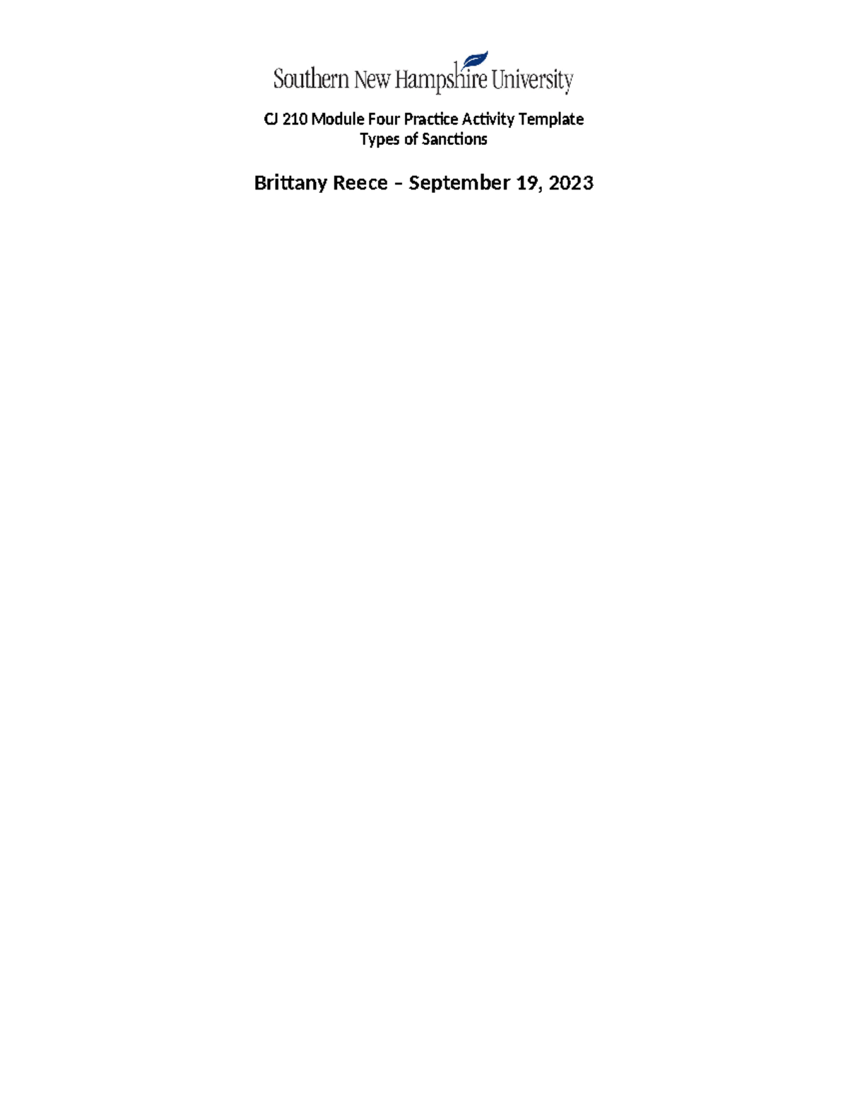 CJ 210 Module Four Practice Activity Template - The purpose of ...