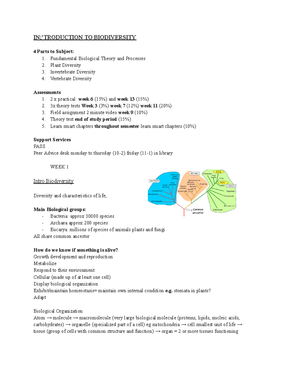 Introduction TO Biodiversity - IN;’TRODUCTION TO BIODIVERSITY 4 Parts ...