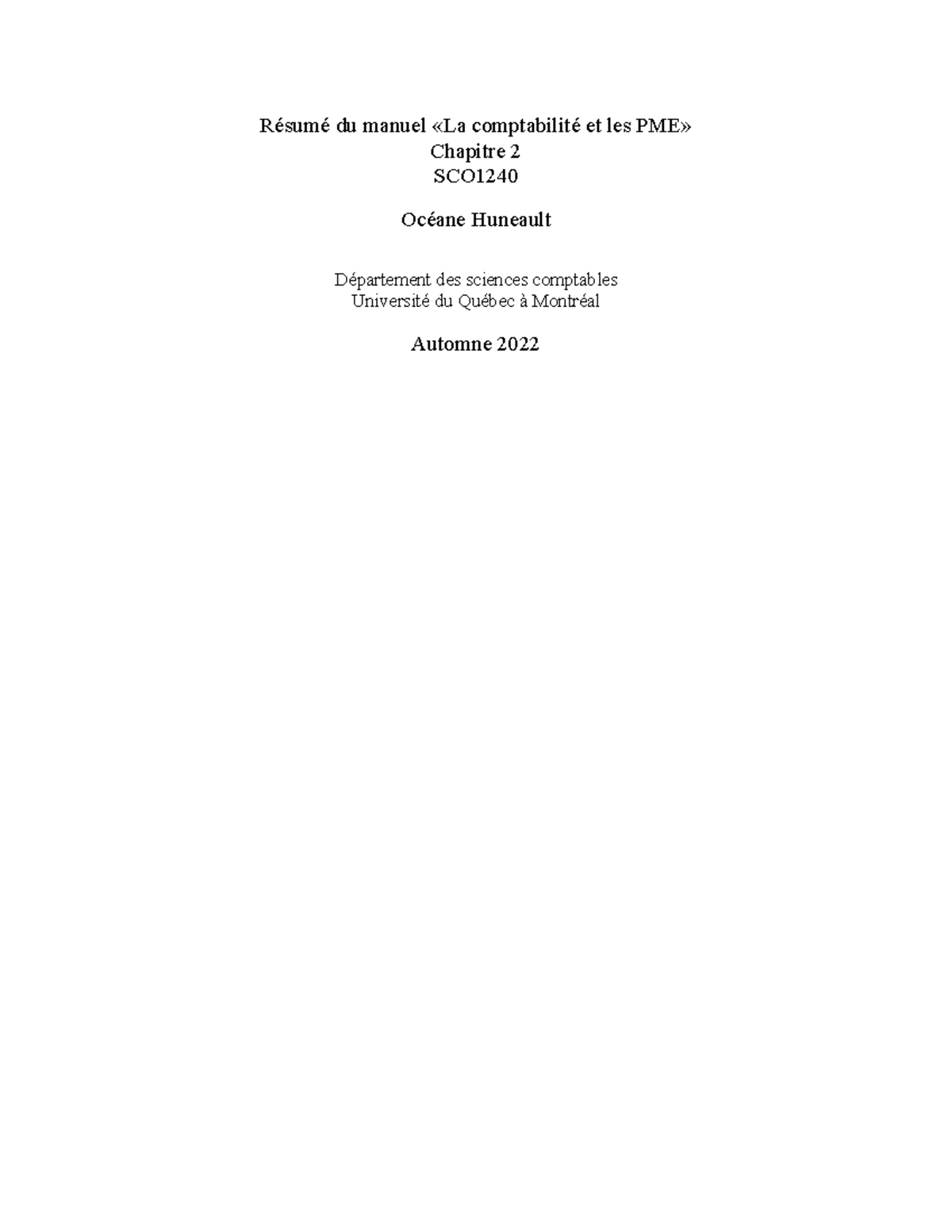Notes compt 2 - Résumé du manuel «La comptabilité et les PME» Chapitre ...