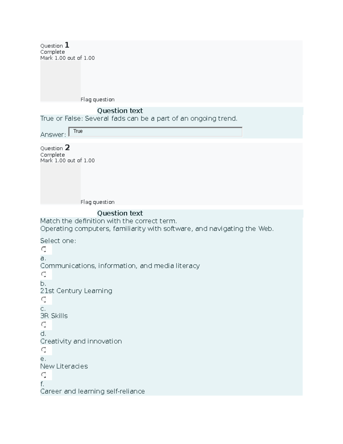 Errors - Question 1 Complete Mark 1 out of 1. Flag question Question ...