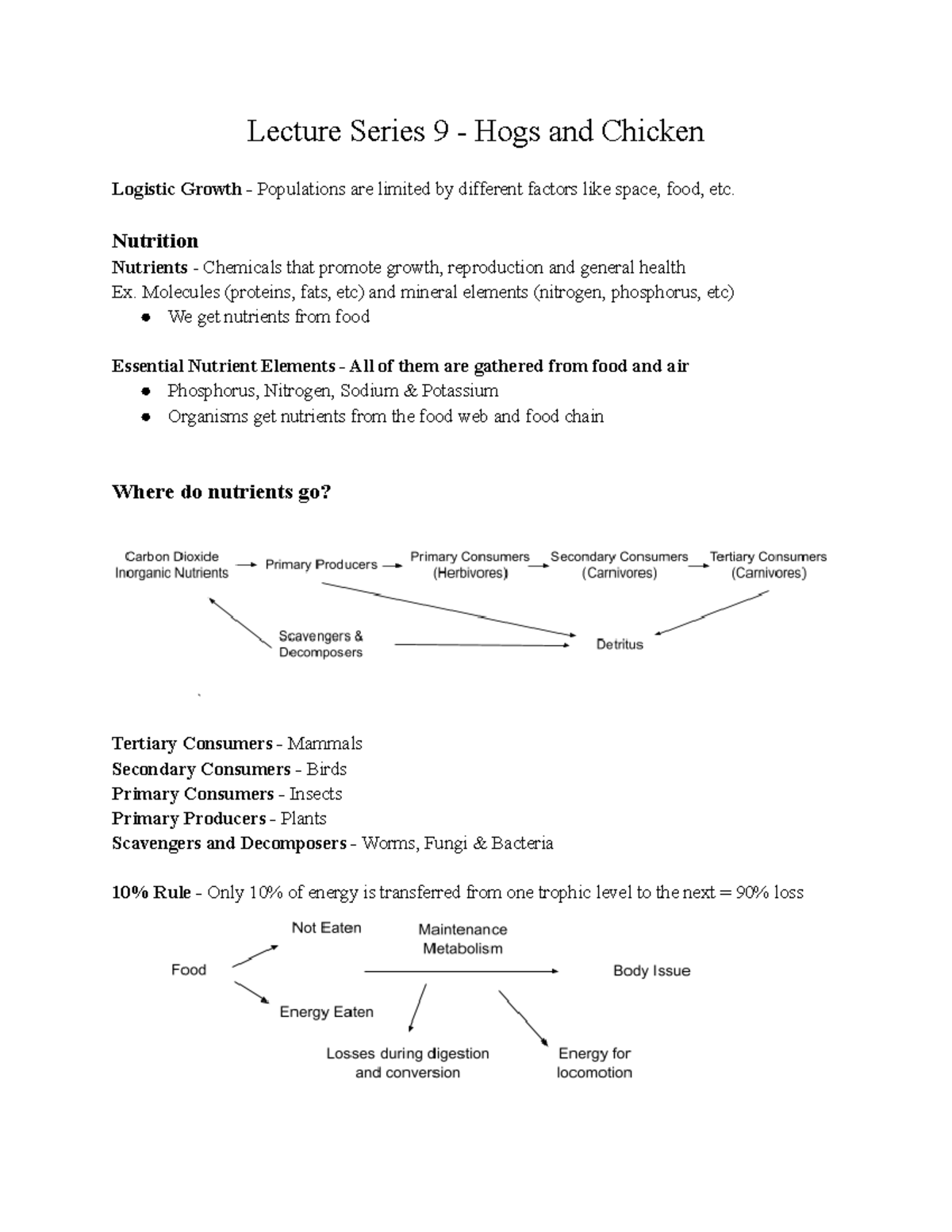 Lecture Series 9 - Hogs and Chicken - BIOL 1113 - Lecture Series 9 ...