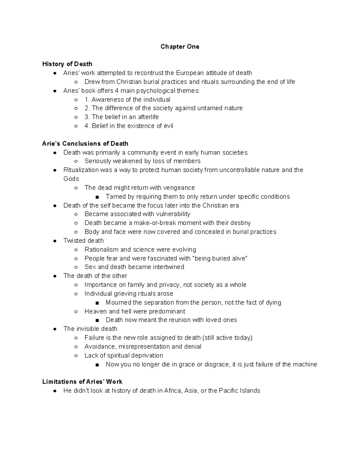 Unit 1 - Lecture notes Week 1 - Chapter One History of Death work ...
