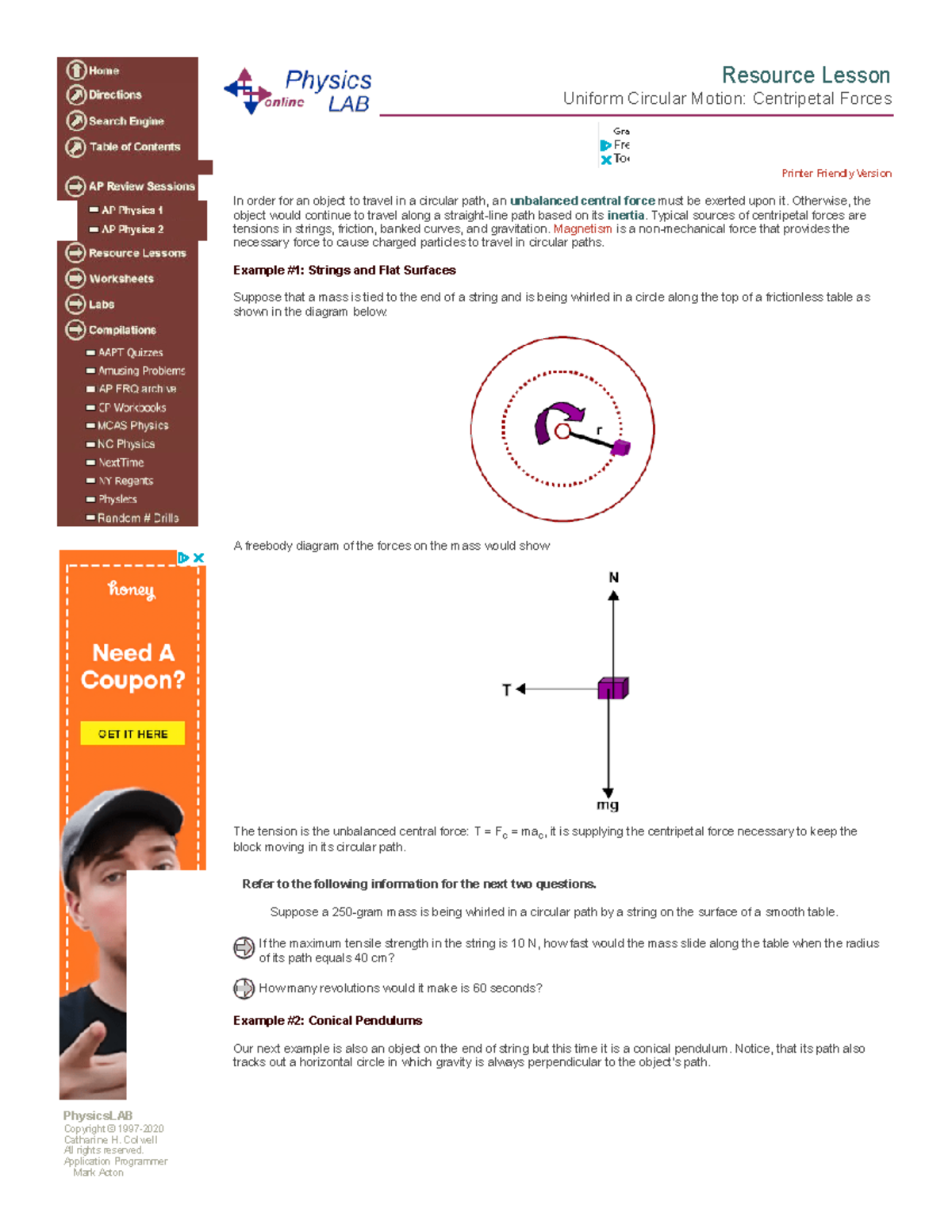 Lesson Uniform Circular Motion Centripetal Forces - Resource Lesson Uniform Circular Motion ...