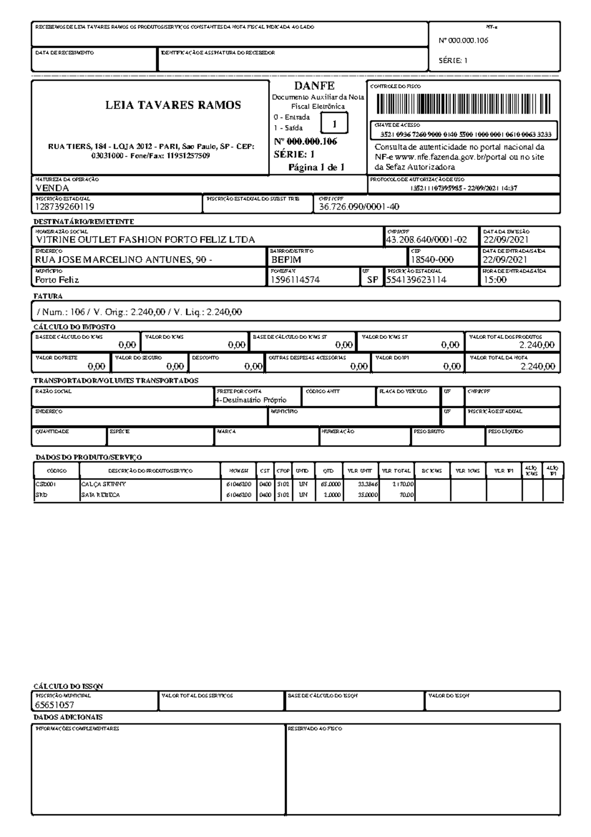 NF 106 Leia monto liondo - DATA DE RECEBIMENTO IDENTIFICAÇÃO E ...