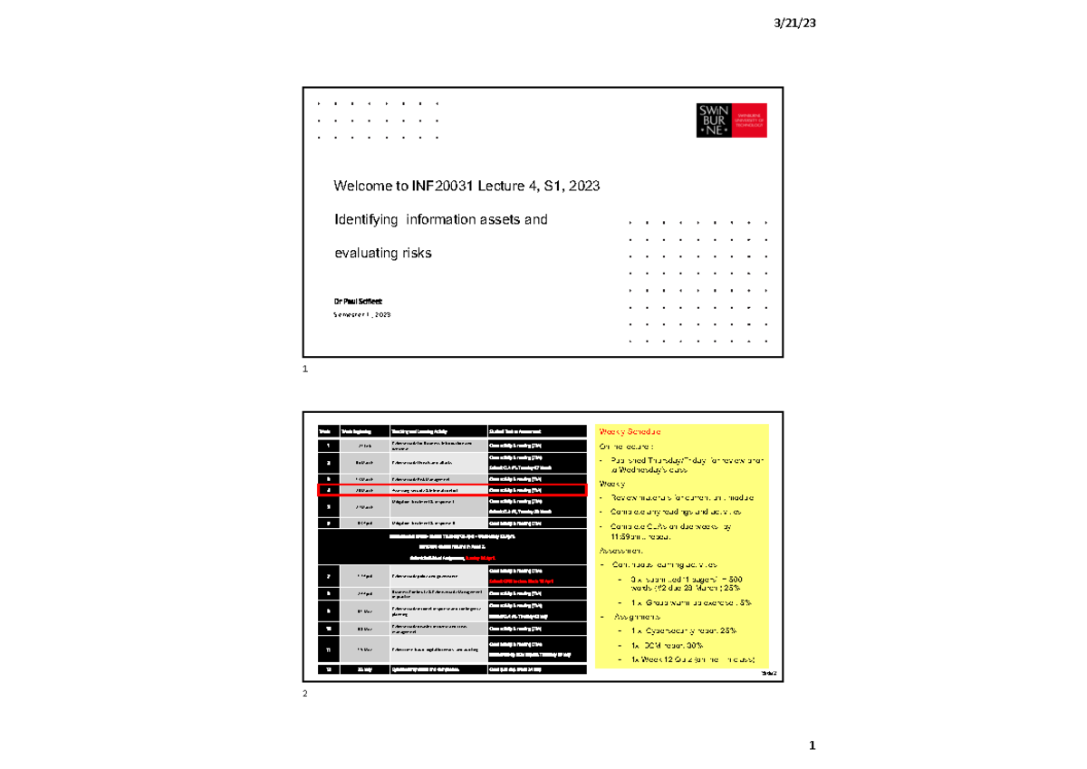 M004 INF2003 1 S1 2023 L004 V3 - Welcome to INF20031 Lecture 4, S1 ...