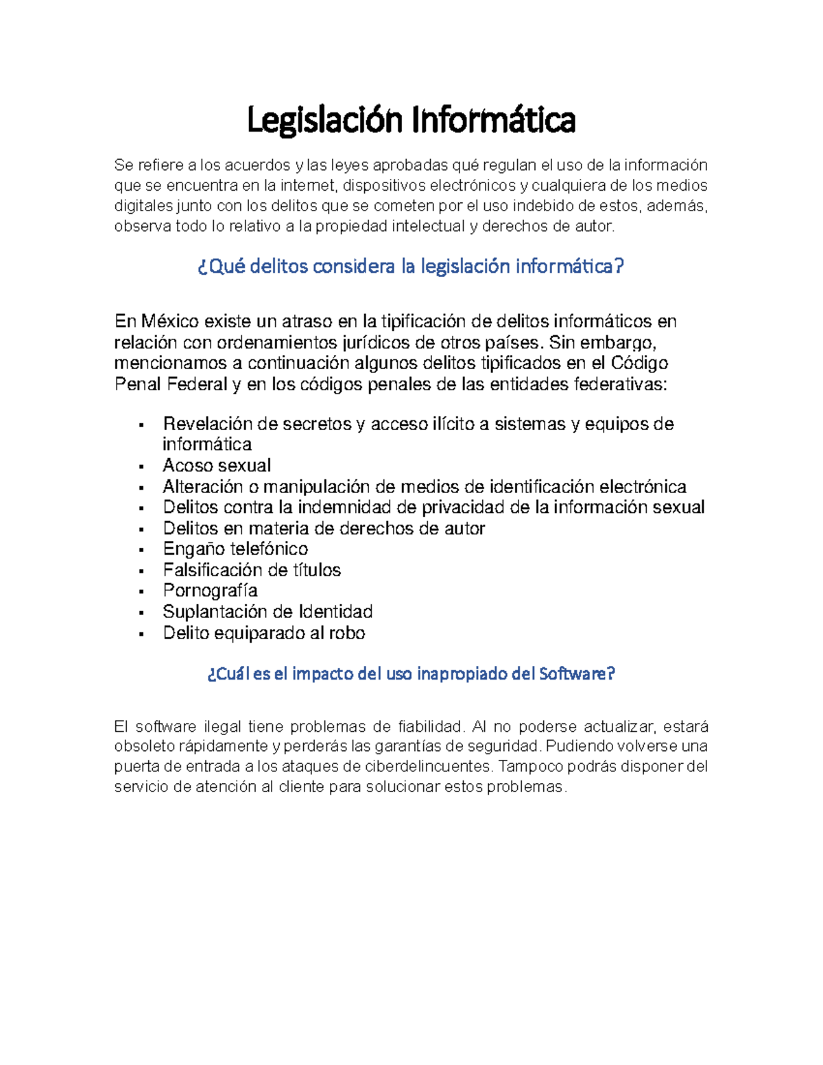Legislación Informática - Legislación Informática Se refiere a los ...