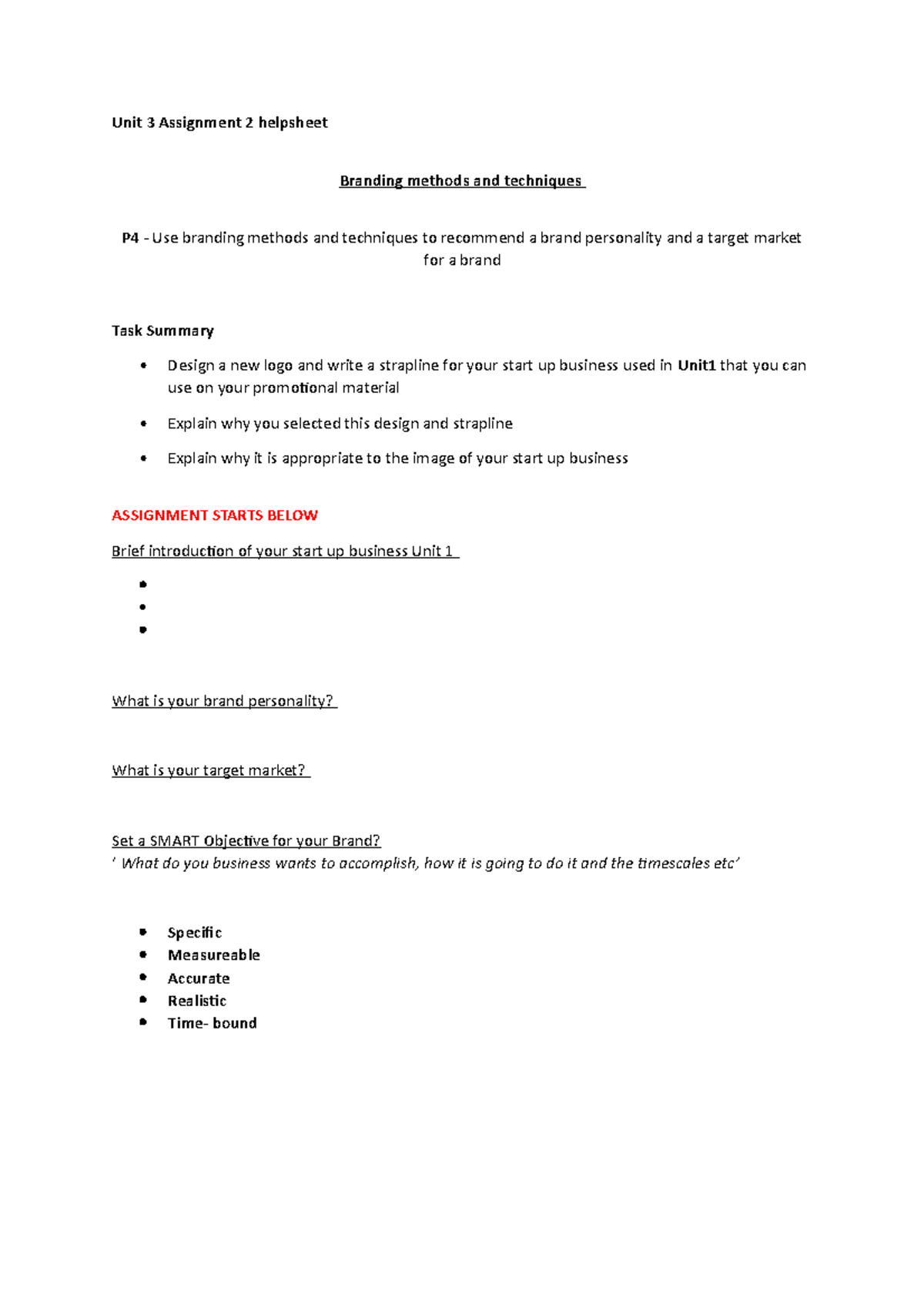 Unit 3 Assignment 2 helpsheet - FSLS402 - Westminster - Studocu