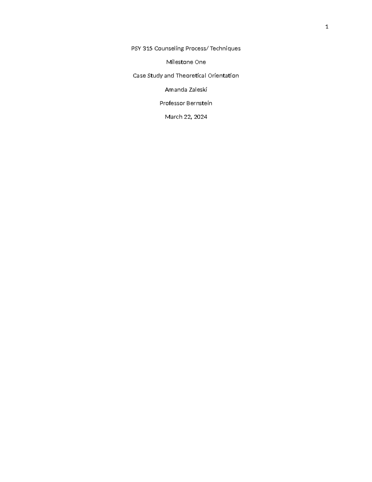 PSY 315 Counseling Process - 1 PSY 315 Counseling Process/ Techniques ...