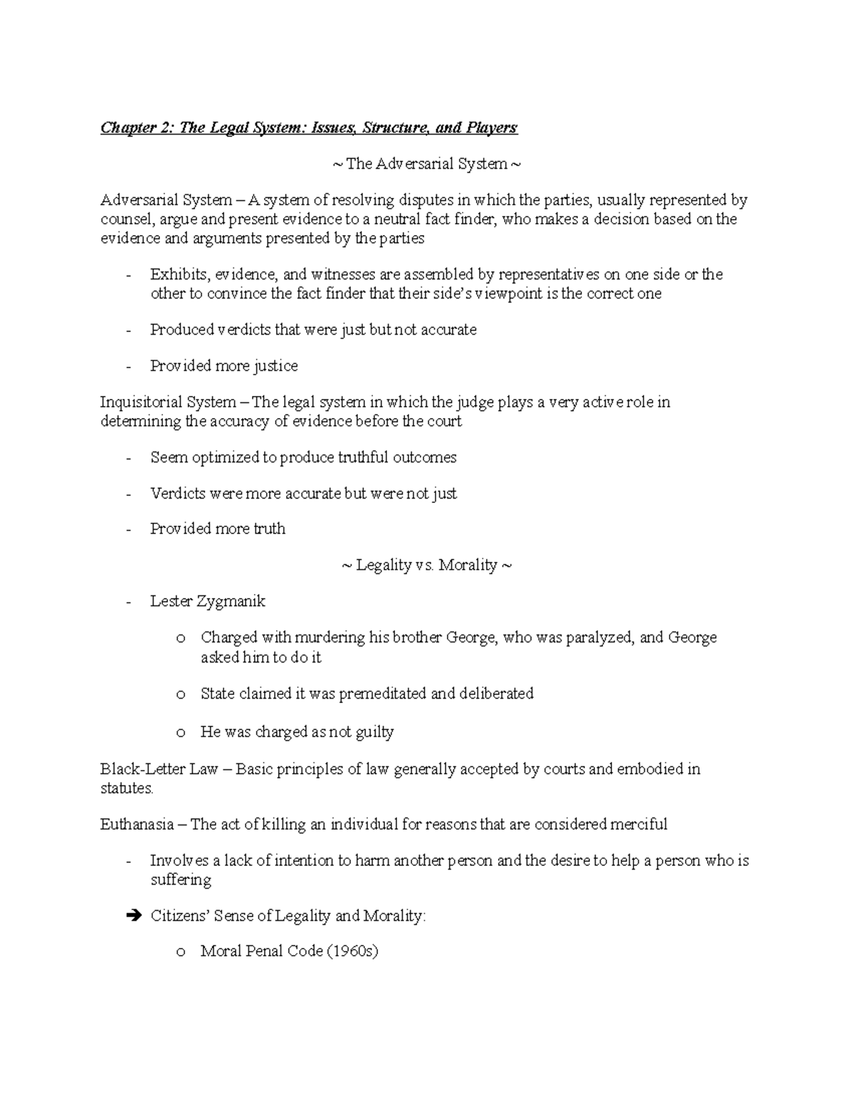 Chapter 2 Book Notes - Chapter 2: The Legal System: Issues, Structure ...