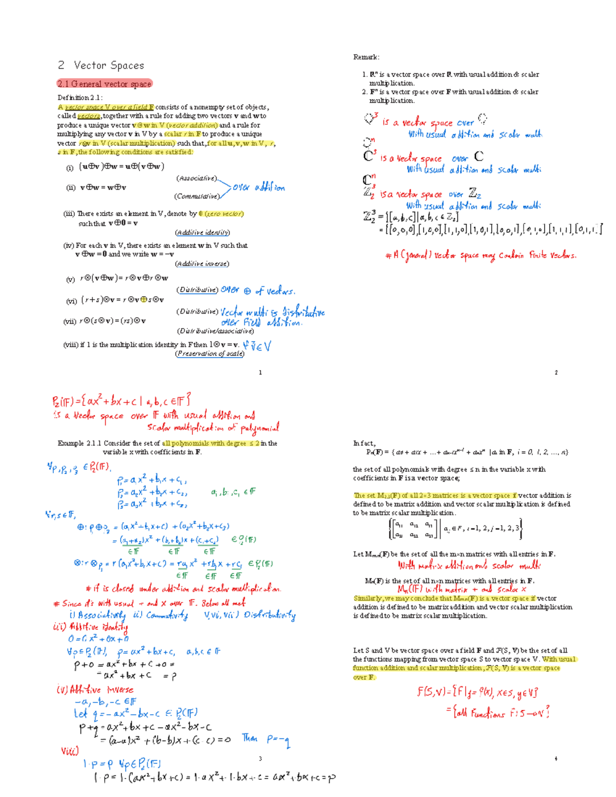 2- general vector spaces - 1 2 Vector Spaces 2 General vector space Definition 2: A vector space ...