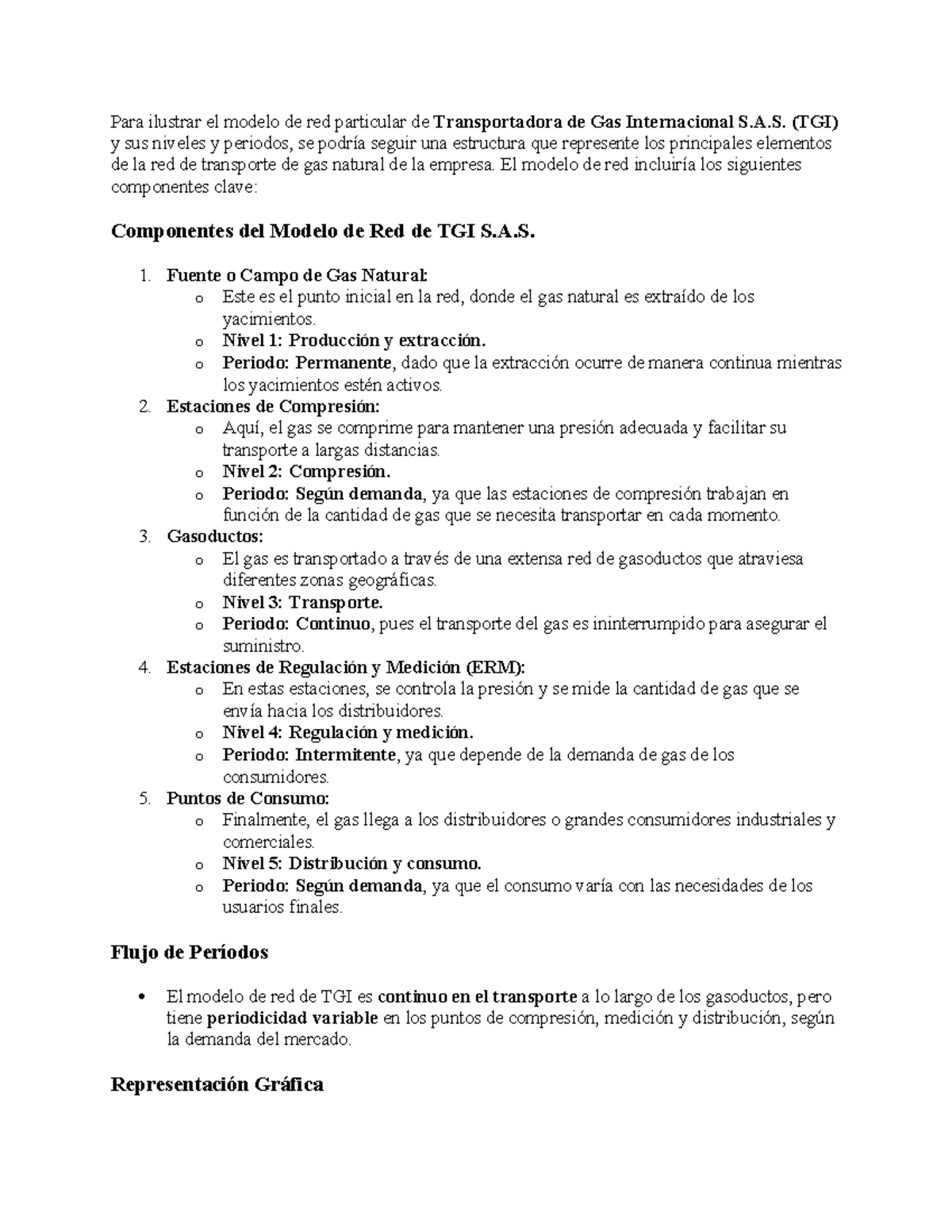 Para ilustrar el modelo de red particular de Transportadora de Gas ...
