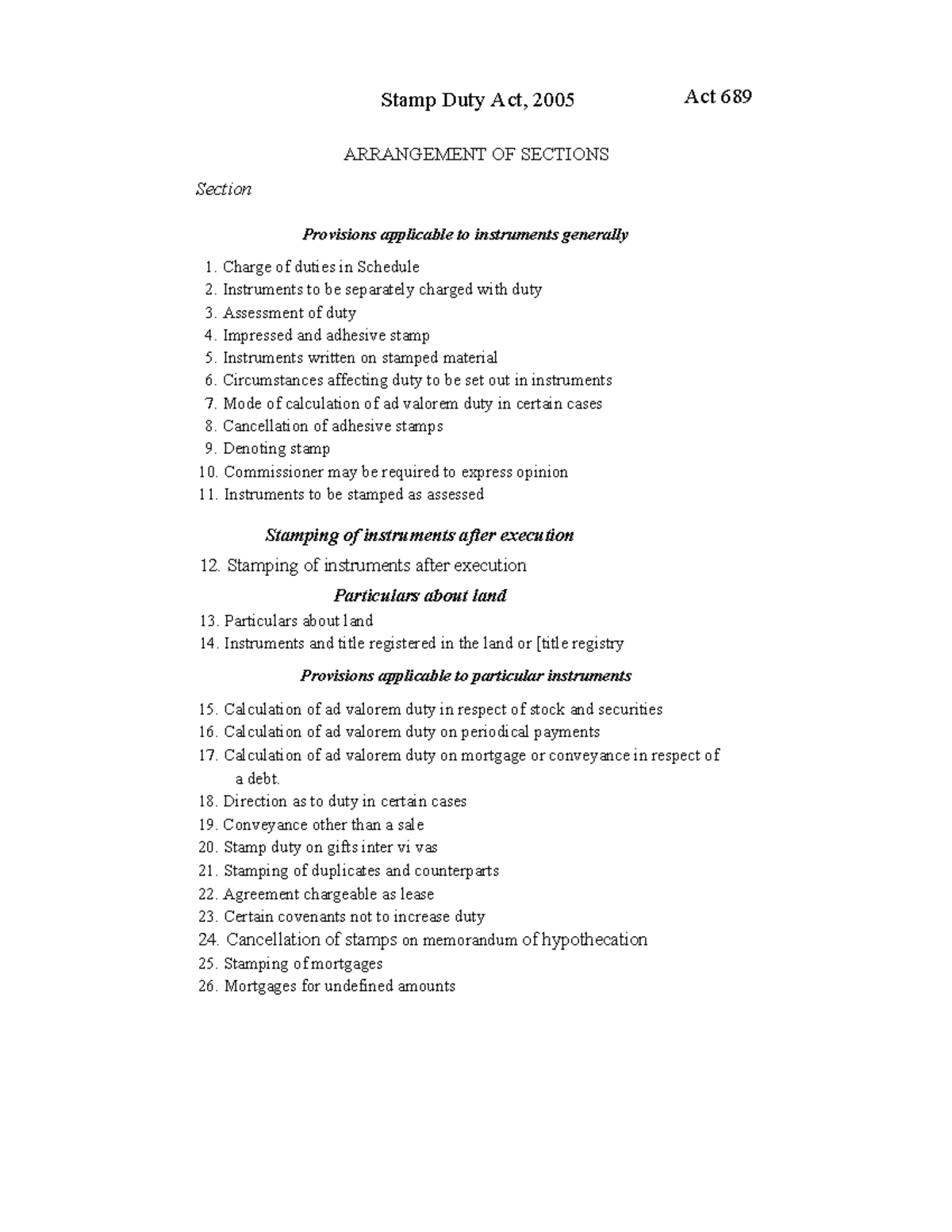 ACT689Stamp Duty Act - easy to learn - Stamp Duty Act, 2005 Act 689 ...
