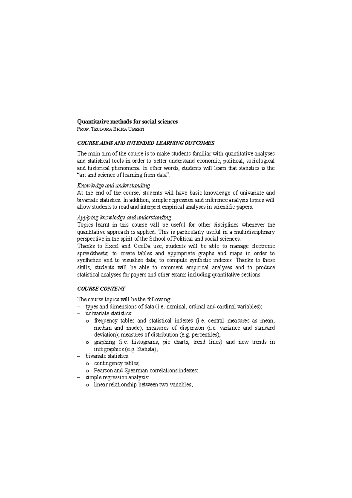 Quantitative methods social sciences Uberti - Quantitative methods for ...