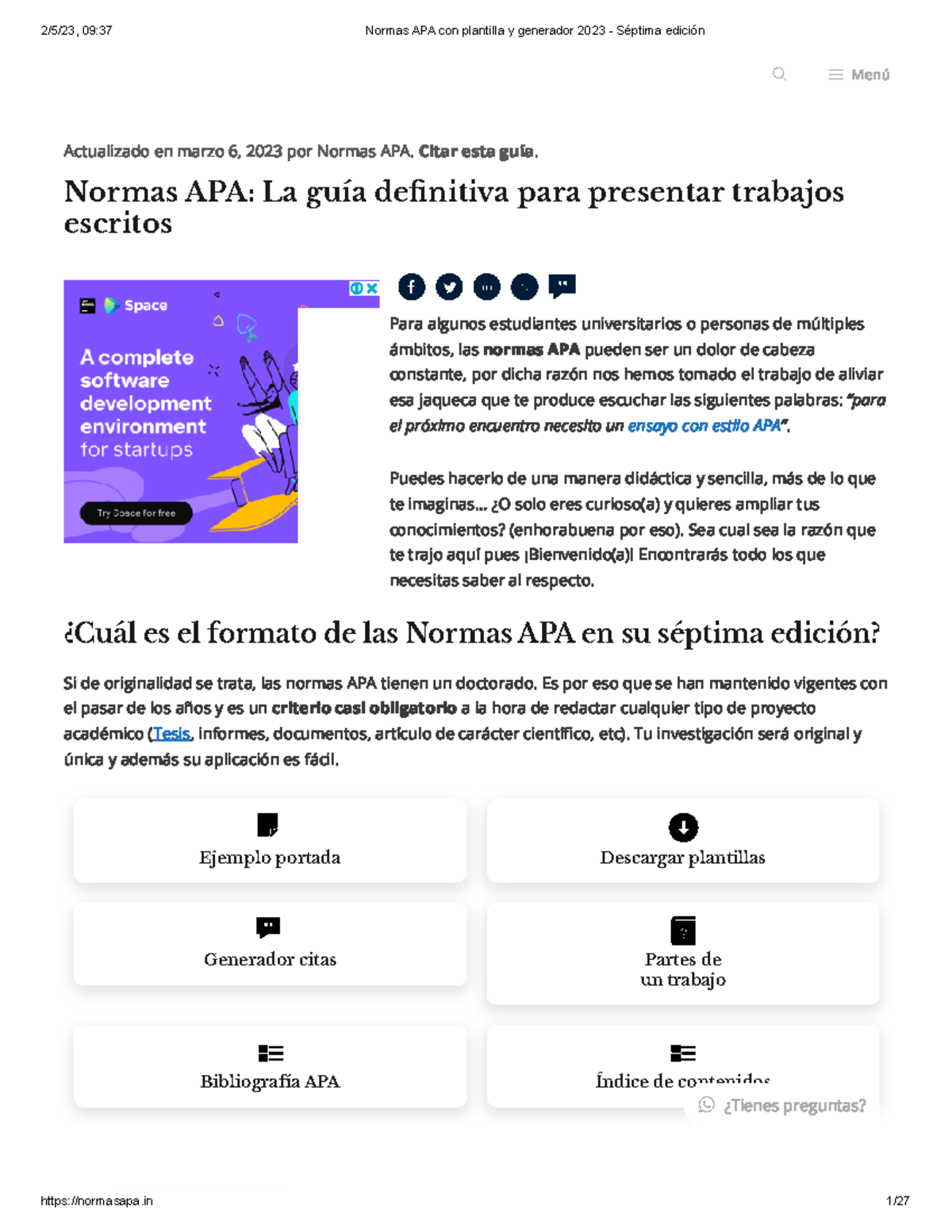 Normas APA con plantilla y generador 2023 - Séptima edición - ####### Ejemplo portada Descargar ...