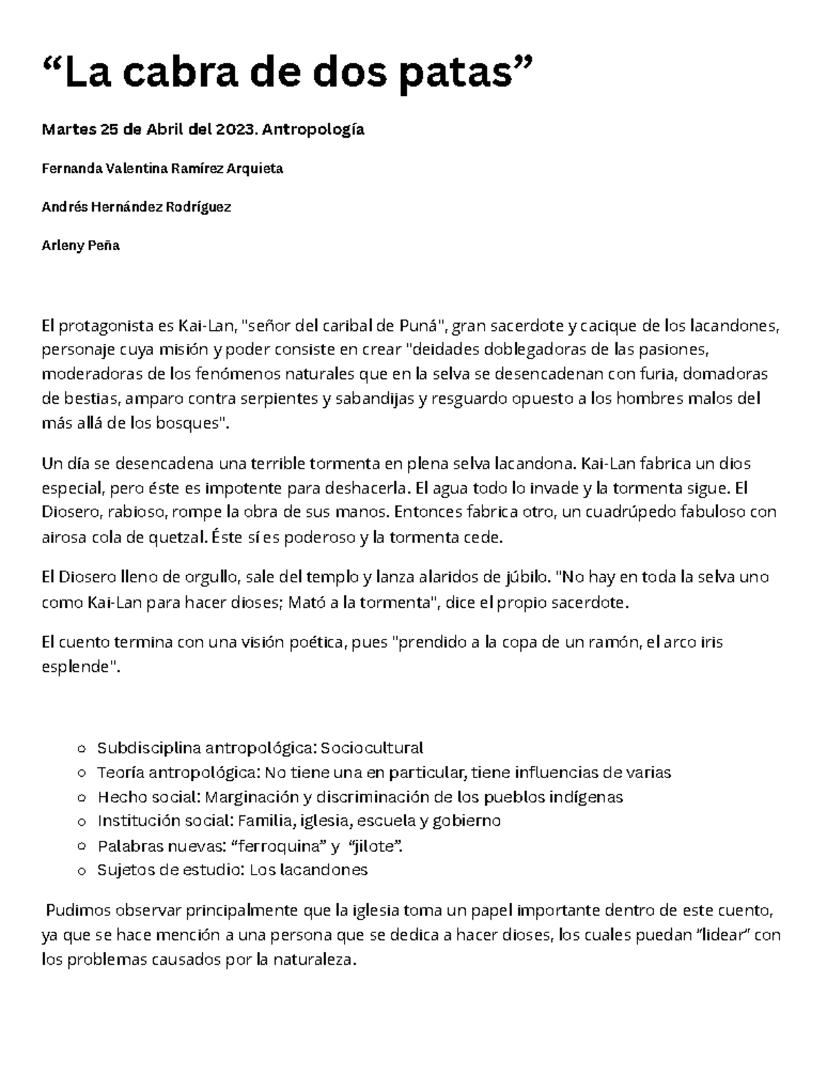 Lectura de cuento y reflexión - “La cabra de dos patas” Martes 25 de ...