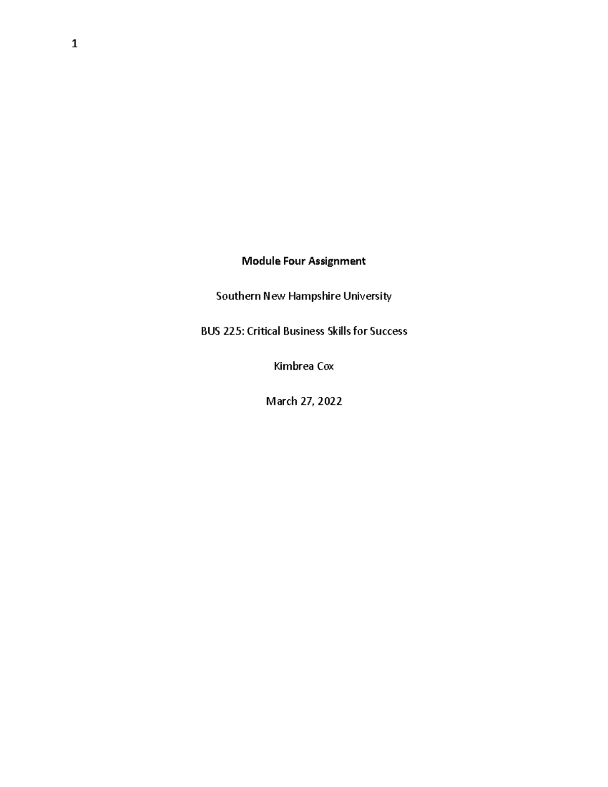 BUS225 Module Four Assignment - Module Four Assignment Southern New ...