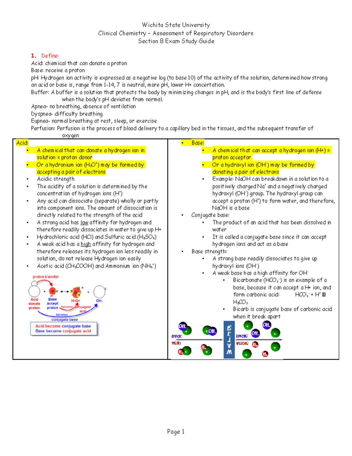 Study Guide Chapter 8 - clinical chemistry - Wichita State University ...