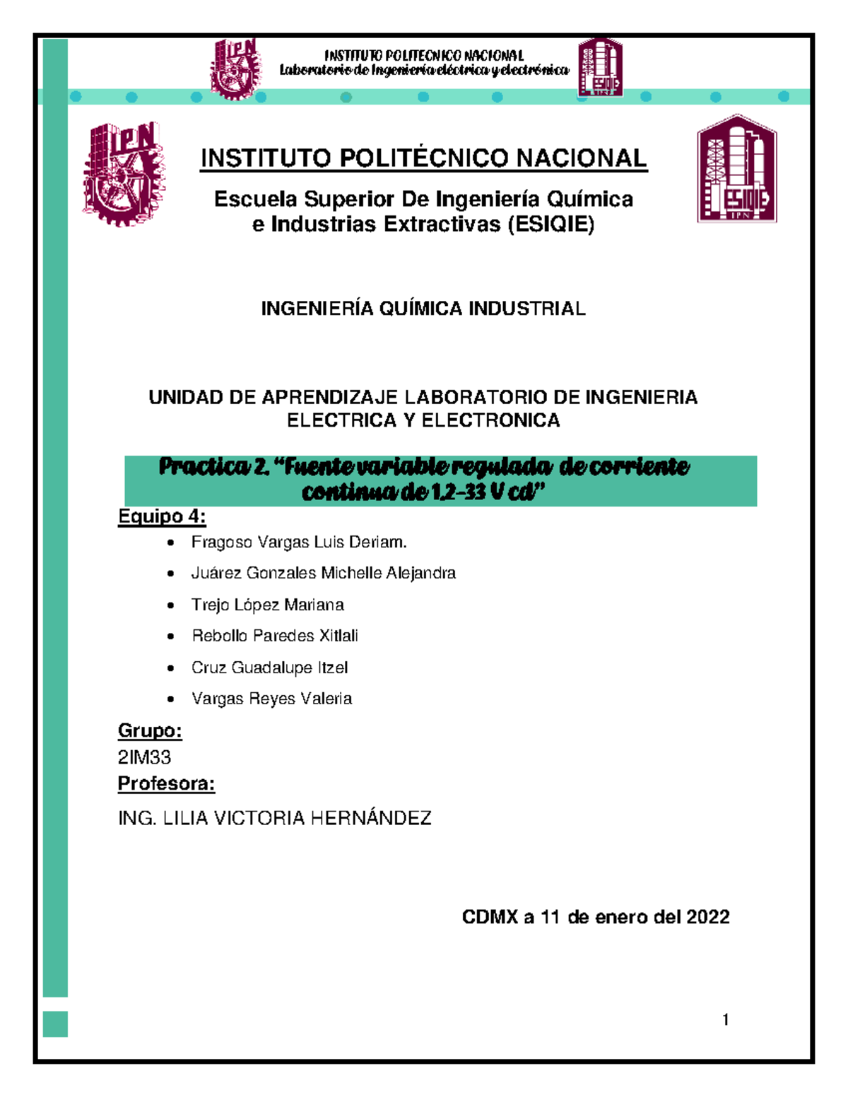 Práctica 2. Fuente Variable Regulada de Corriente Continua de 1.2-33 ...