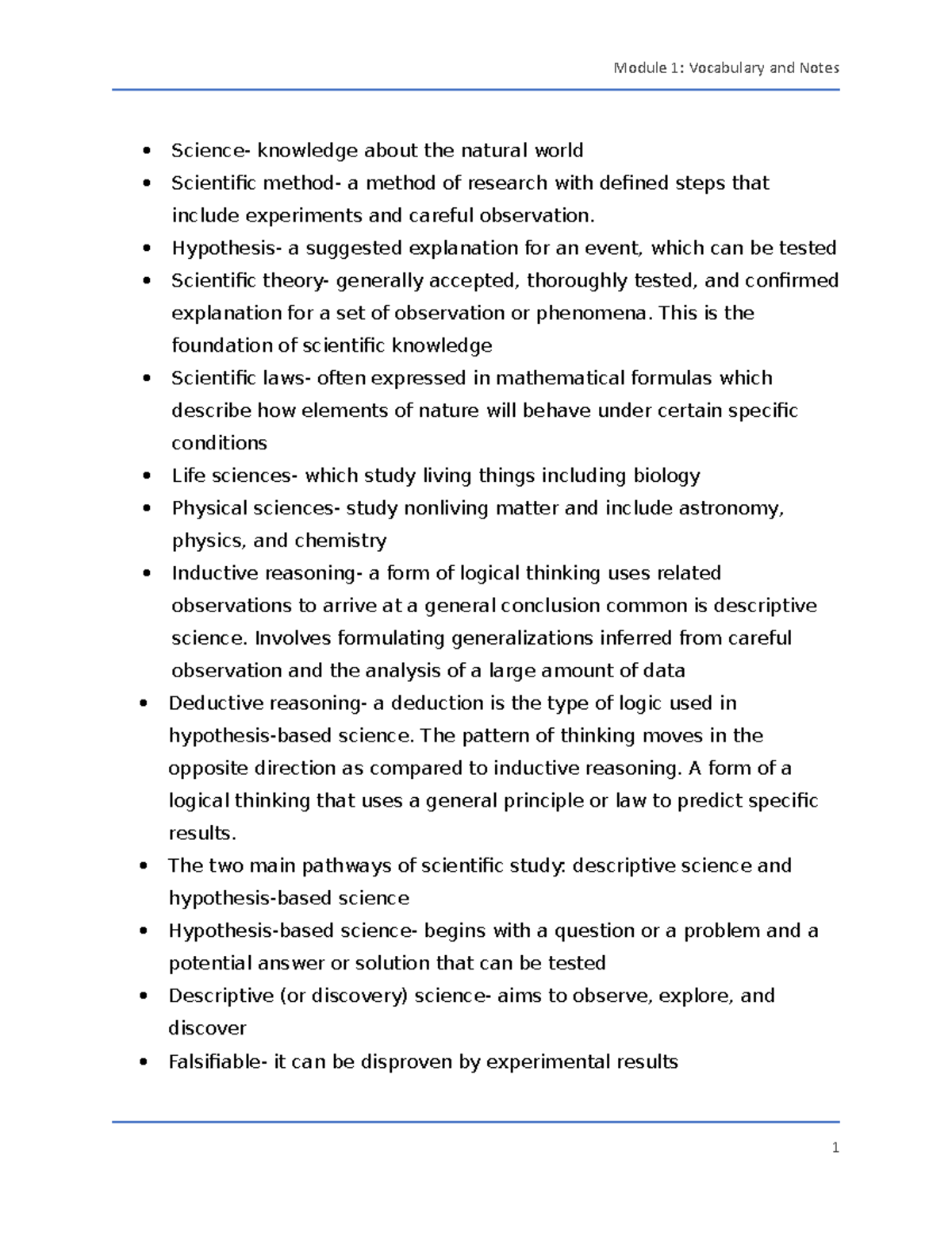 Module 1 Vocab - Perspectivies of The Natural Sciences - Module 1 ...
