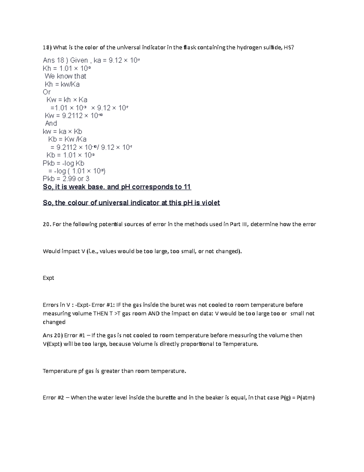 Lab Exam Spring 2021-v A-blank - What is the color of the universal indicator in the flask - Studocu