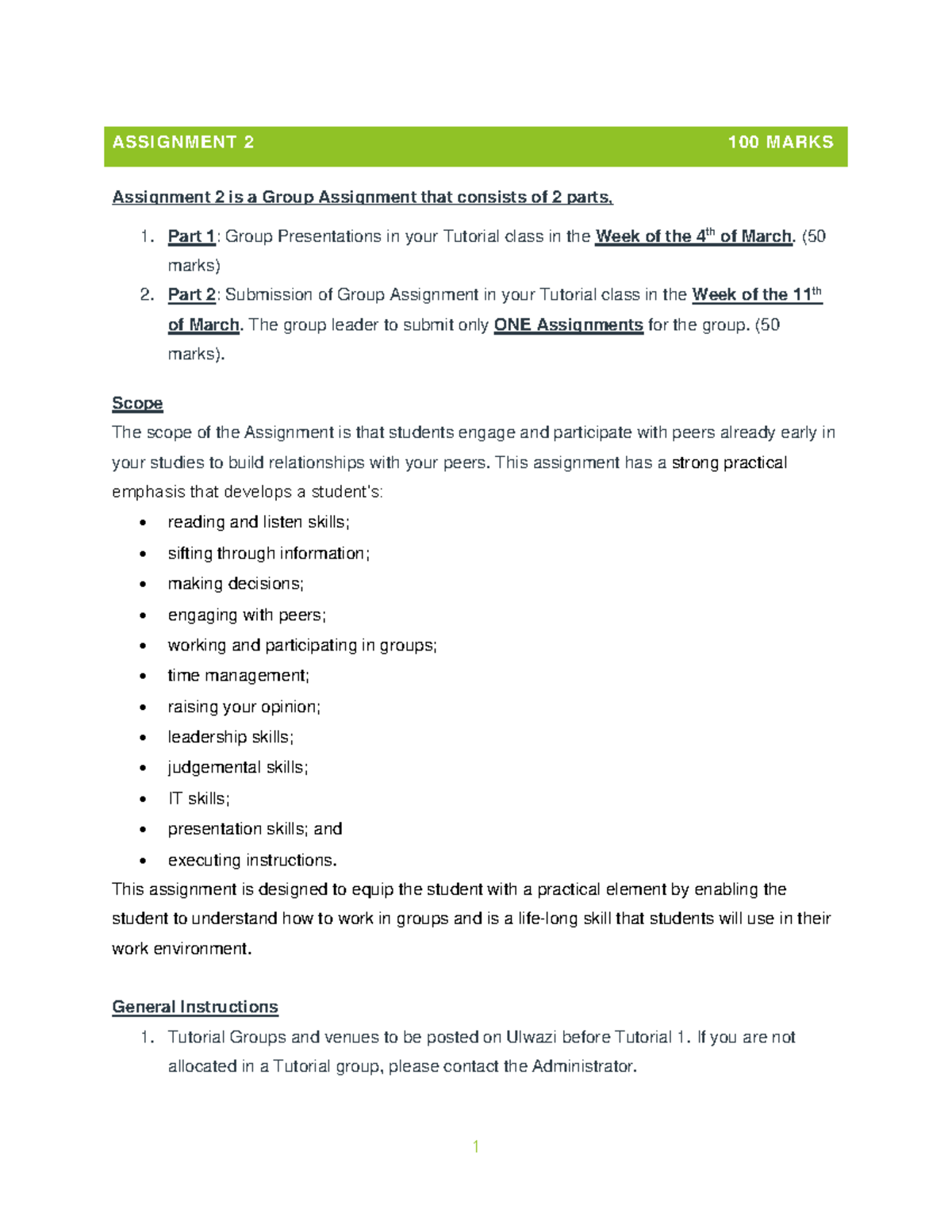 Assignment 2 Accounting 1 - ASSIGNMENT 2 100 MARKS Assignment 2 is a Group Assignment that ...